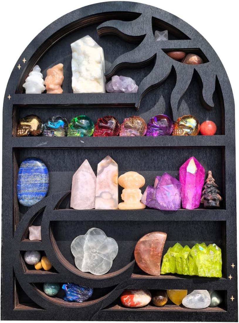 Amazon.com: Veravellum Sun and Moon Crystal Display Shelf - Wooden ...