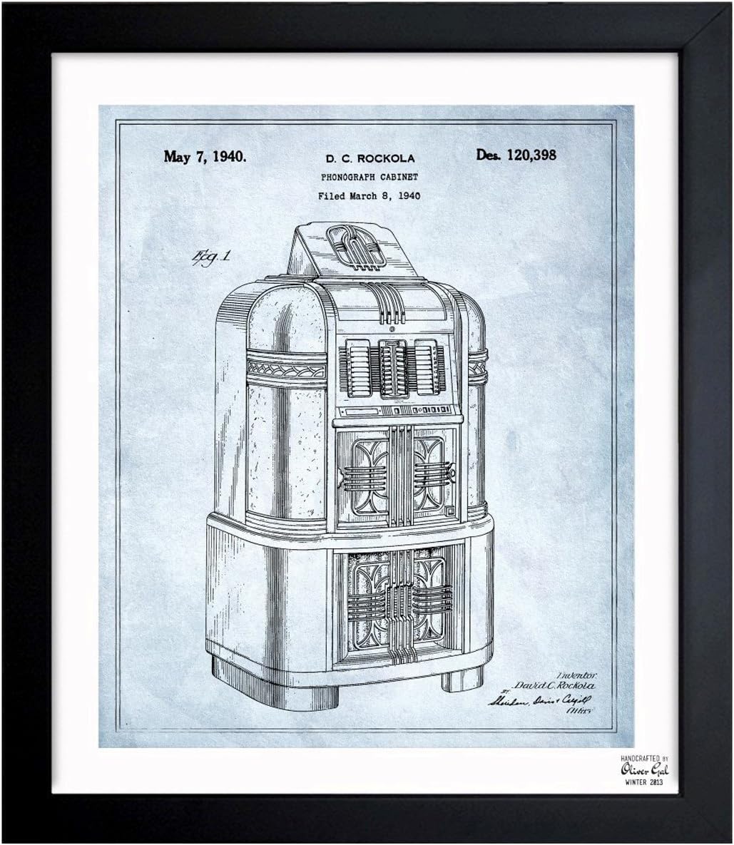Amazon.com: Rockola Jukebox 1940' Vintage Framed Wall Art Print for ...