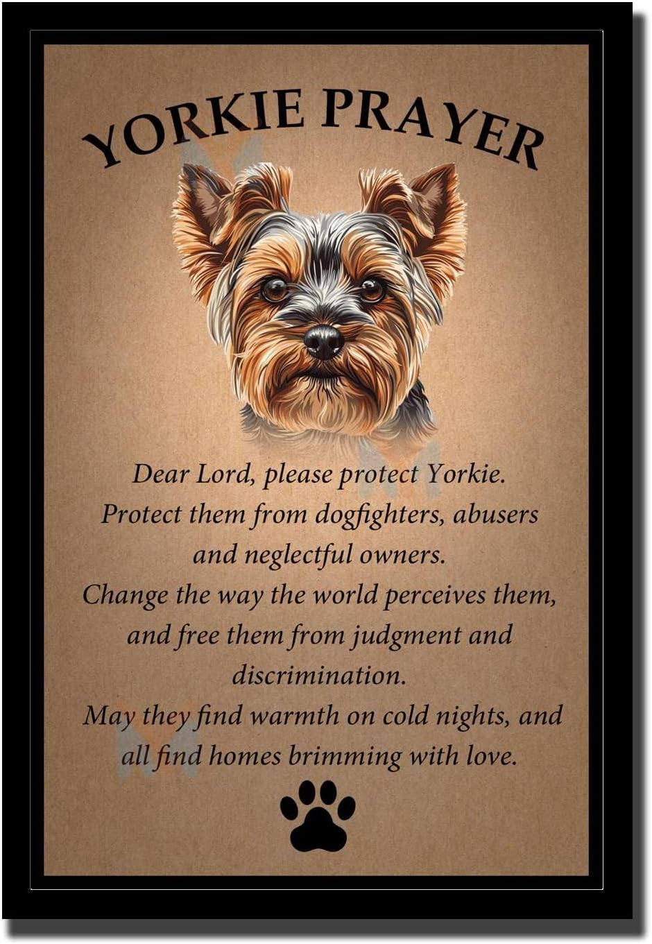 Amazon.com: Ymyoo Canvas Painting Wall Art Print Yorkie Dog Prayer Oil ...