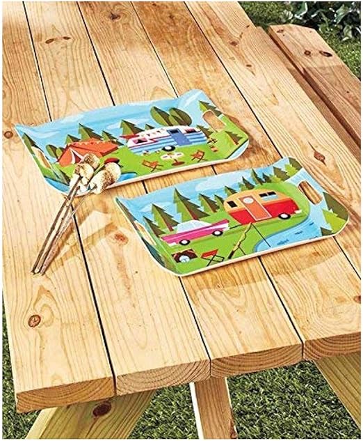 Amazon.com | Retro Style Happy Camper Melamine Food Trays - Set of 2 ...
