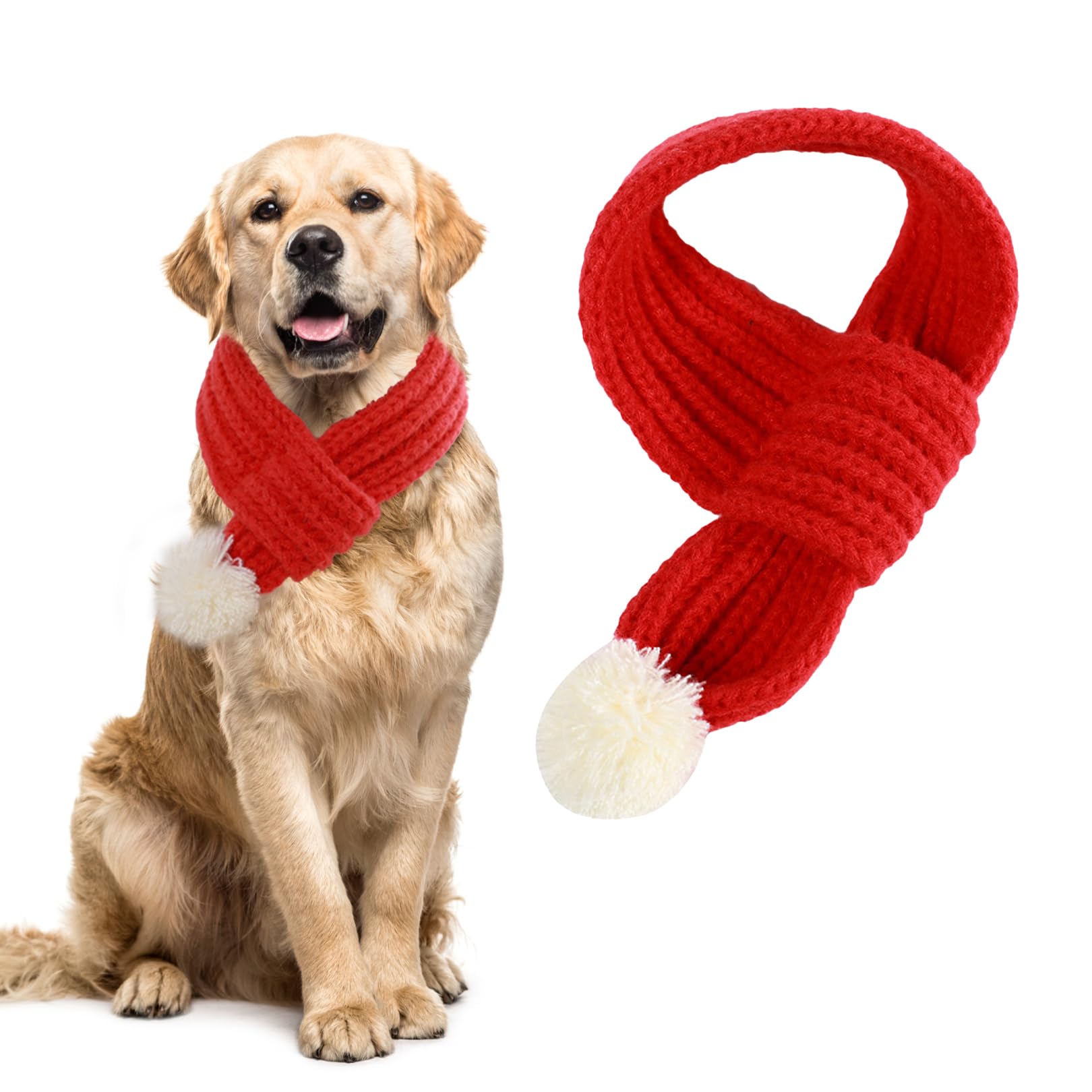 1 Pcs Christmas Dog Outfit,Santa Pet Scarf Cute Dog Xmas Outfit Knitted ...