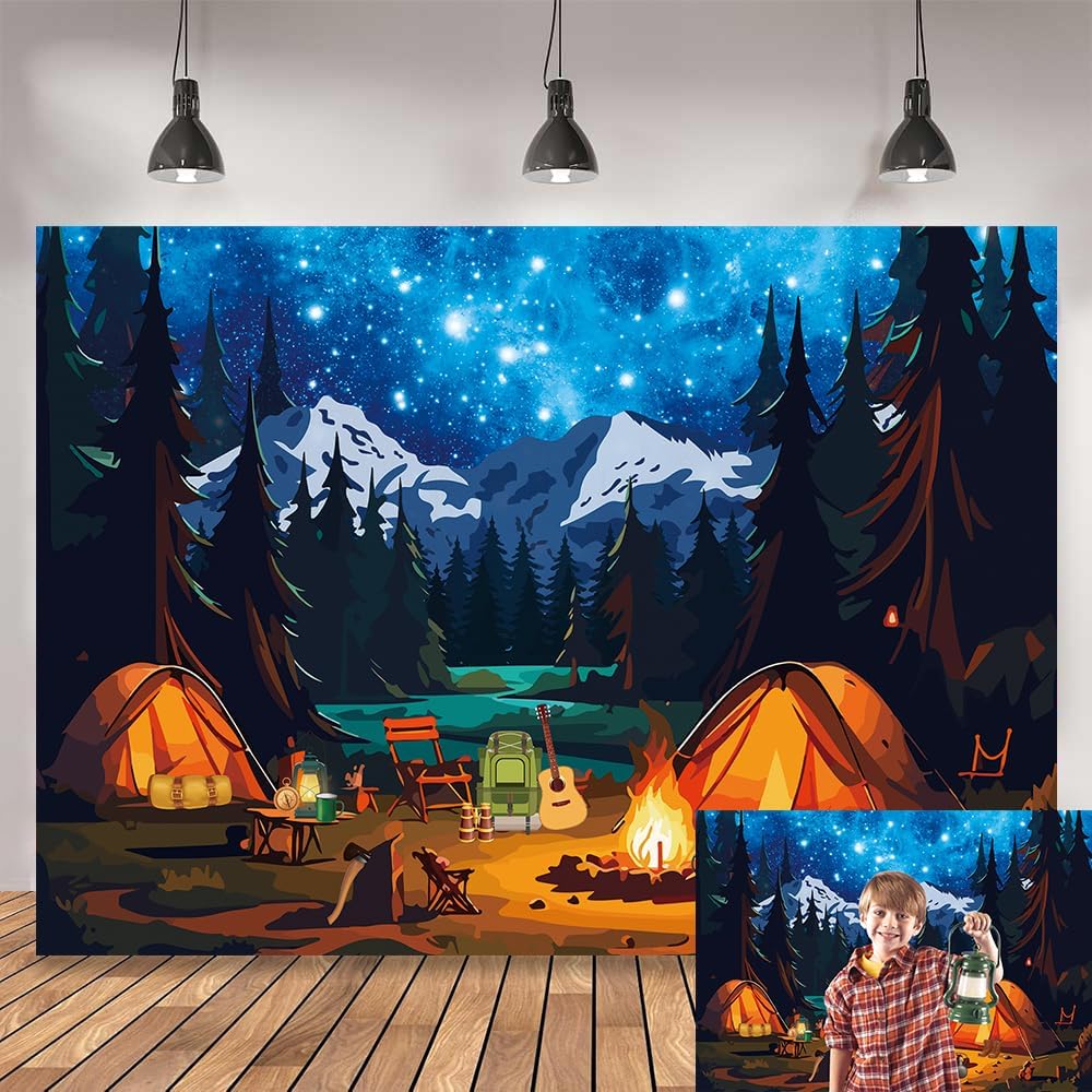 Happy Camper Backdrop Forest Scene Camping Photography Background ...