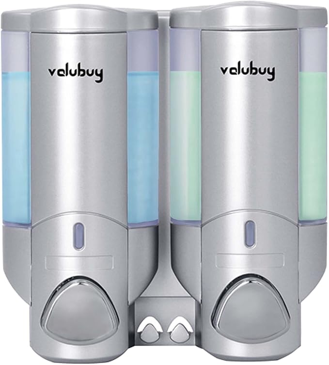 Amazon.com: 2 Chambers Shower Dispenser for Bathroom Wall. Satin Silver ...