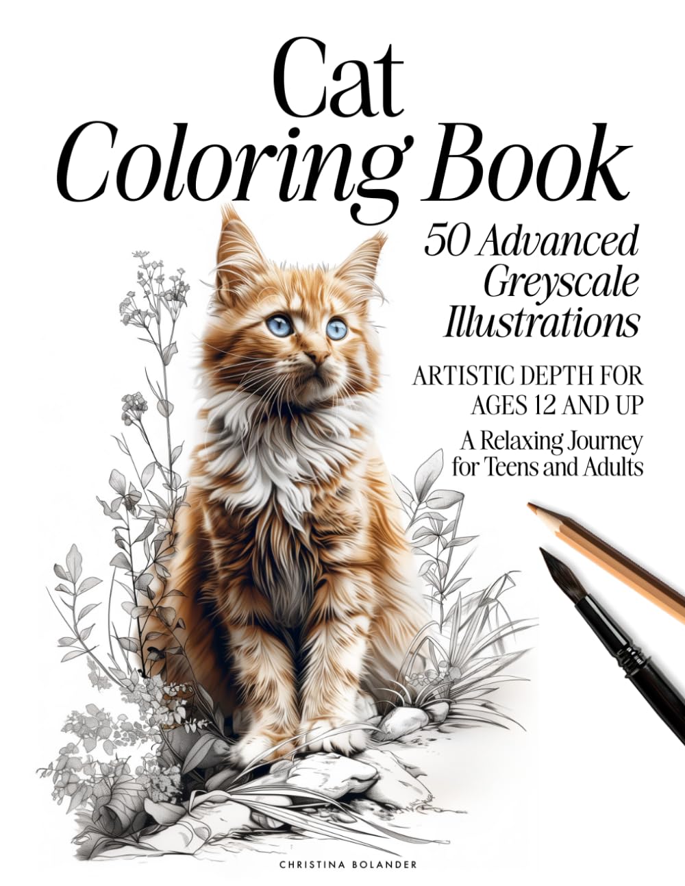 Amazon.com: Cat Coloring Book: 50 Advanced Greyscale Illustrations ...