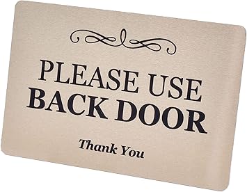 Please Use Back Door Sign - Metal, aluminium with adhesive, notice for ...