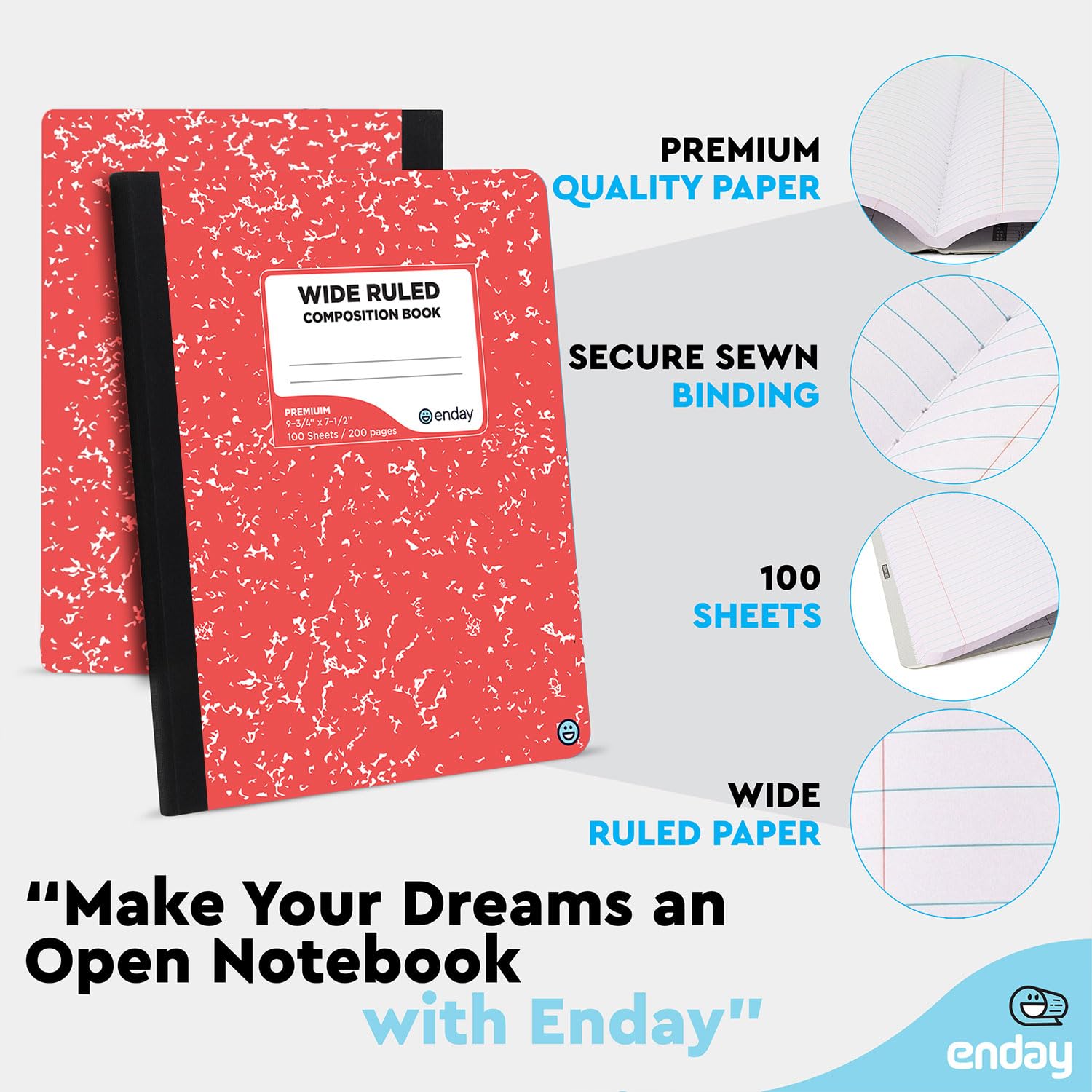Snapklik.com : Enday Composition Notebooks Wide Ruled Paper, Colored ...