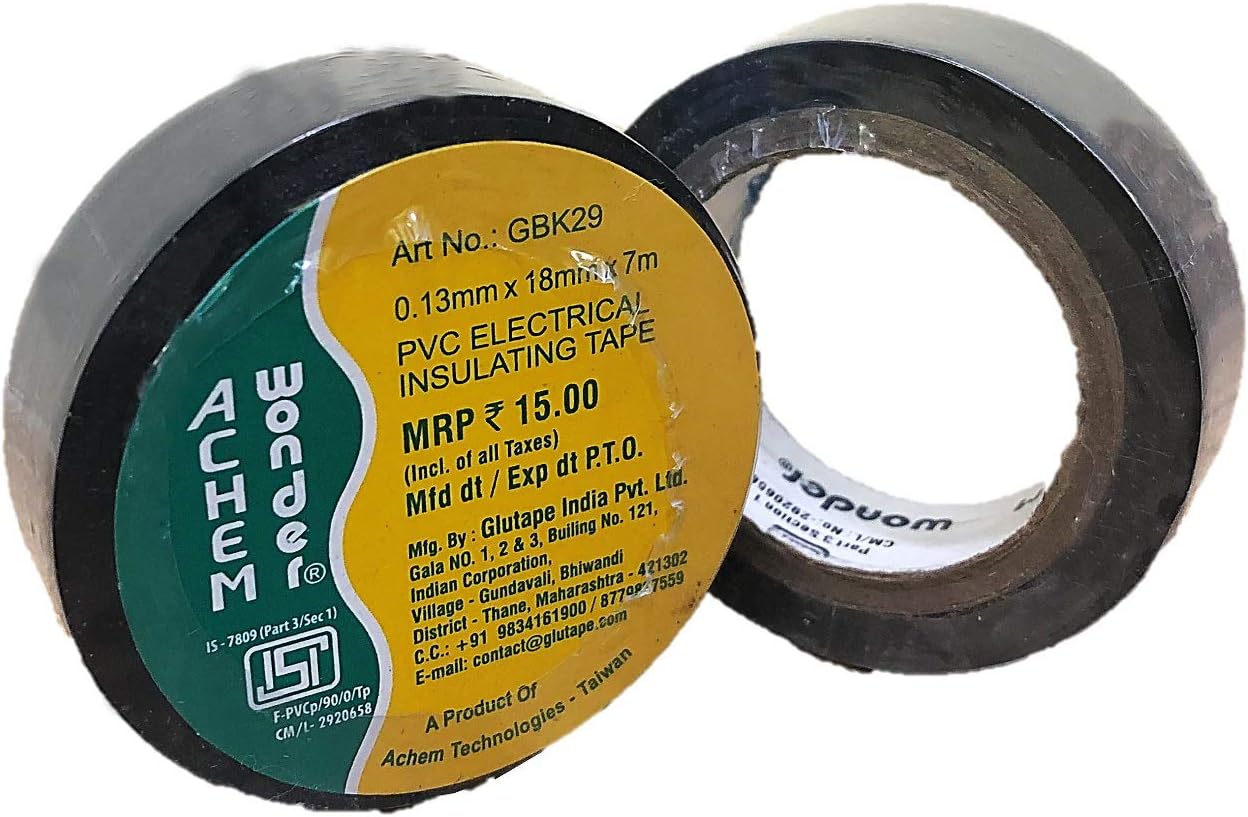 ACHEM Wonder PVC Insulation Tape ISI - 18mm X 7mts of 1 Box (30 Rolls ...