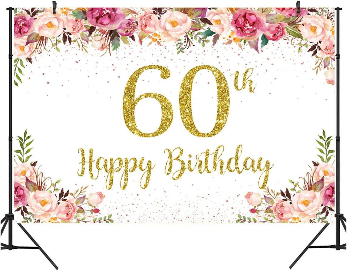 Amazon.com : Ticuenicoa 9×6ft 60th Birthday Backdrop for Women Pink ...