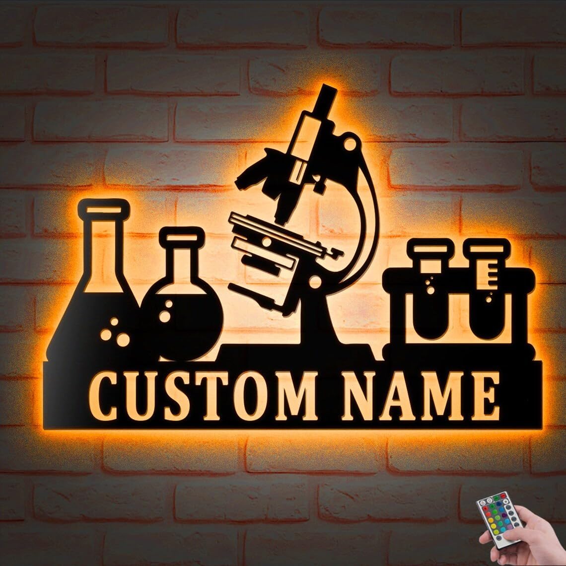 Amazon.com : Custom Scientist Microscope Metal Wall Art LED Light ...