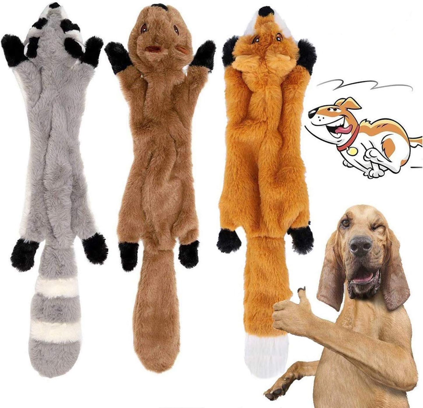 3 Pack Dog Squeaky Chew Toys No Stuffing Dog Toys Plush Animal Dog Toys ...