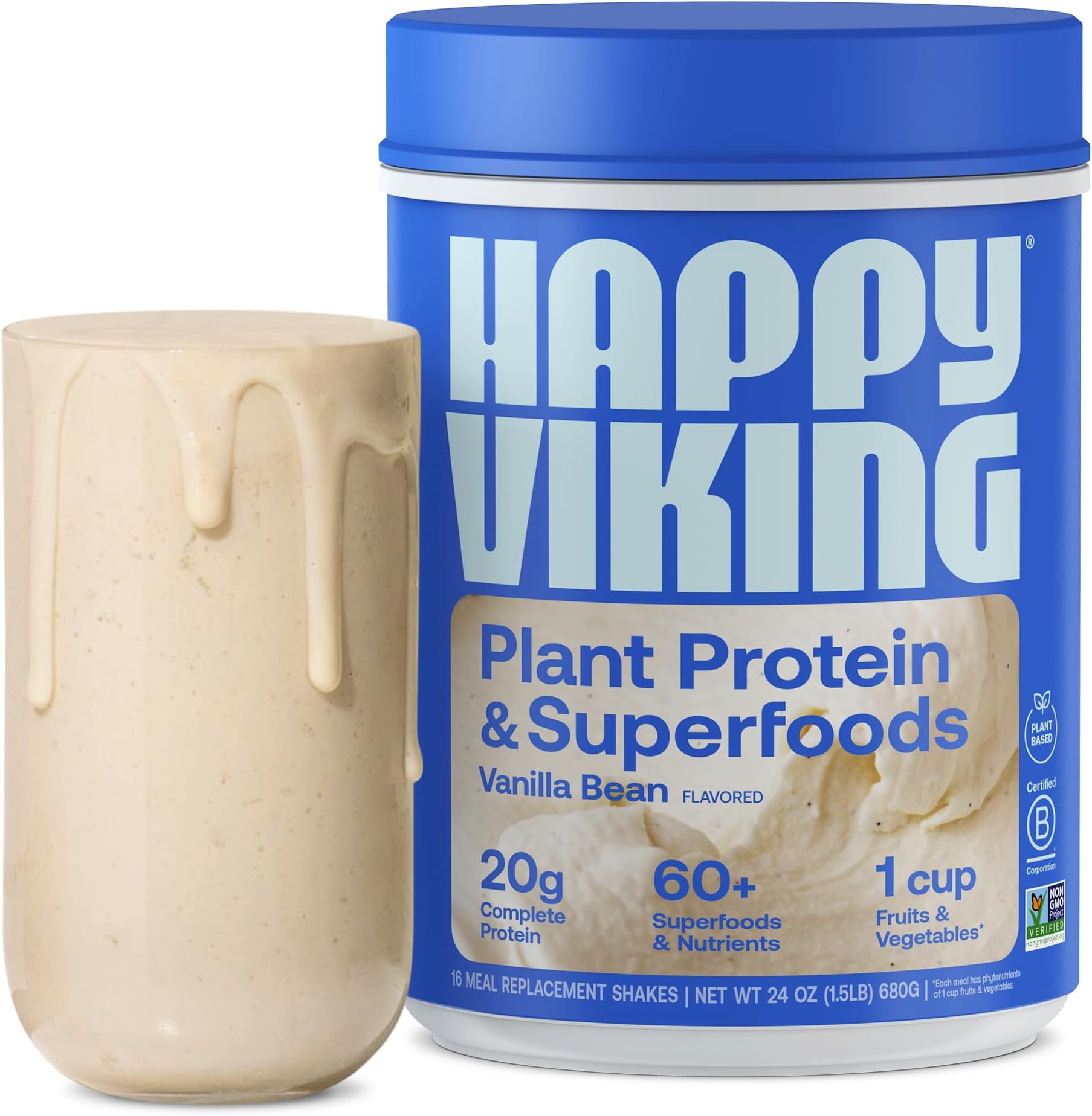 Amazon.com: Happy Viking Vanilla Plant Protein Powder, Created by Venus ...