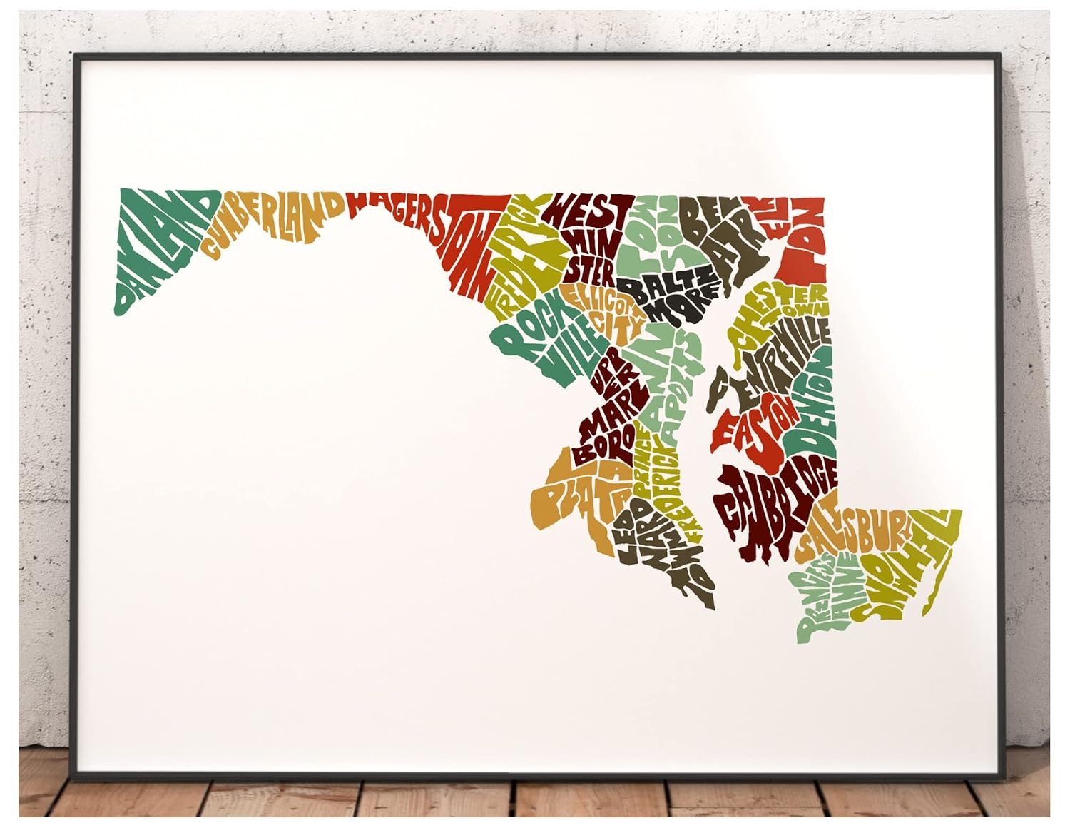 Amazon.com: Maryland Map Art Print, Signed Print from my Original Hand ...