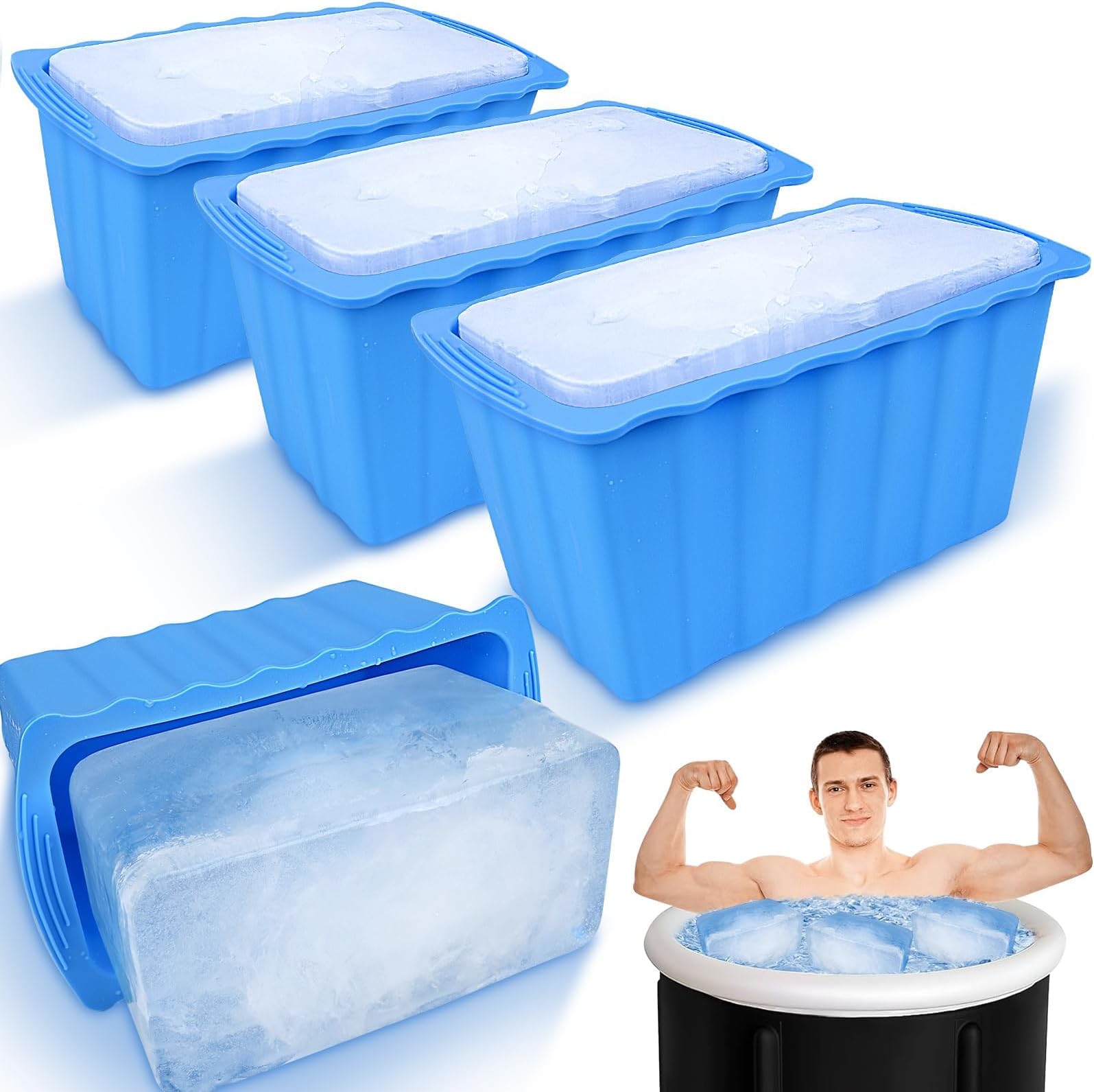 Amazon.com: 4 Pack Ice Block Mold Extra Large, 8lb Ice Brick Mold ...