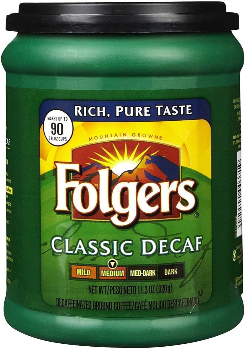 Amazon.com : Folgers Classic Roast Decaf Ground Coffee, 11.3 oz ...