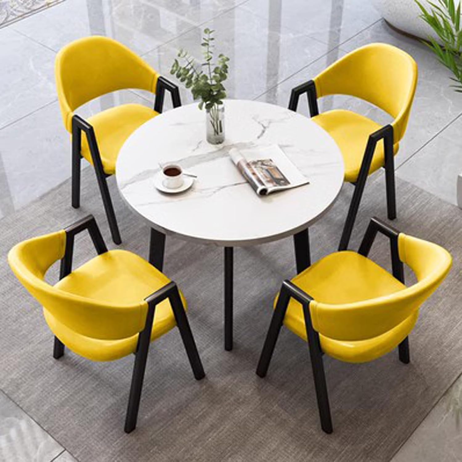 Amazon.com: Office Reception Room Club Round Table and Chair Set ...