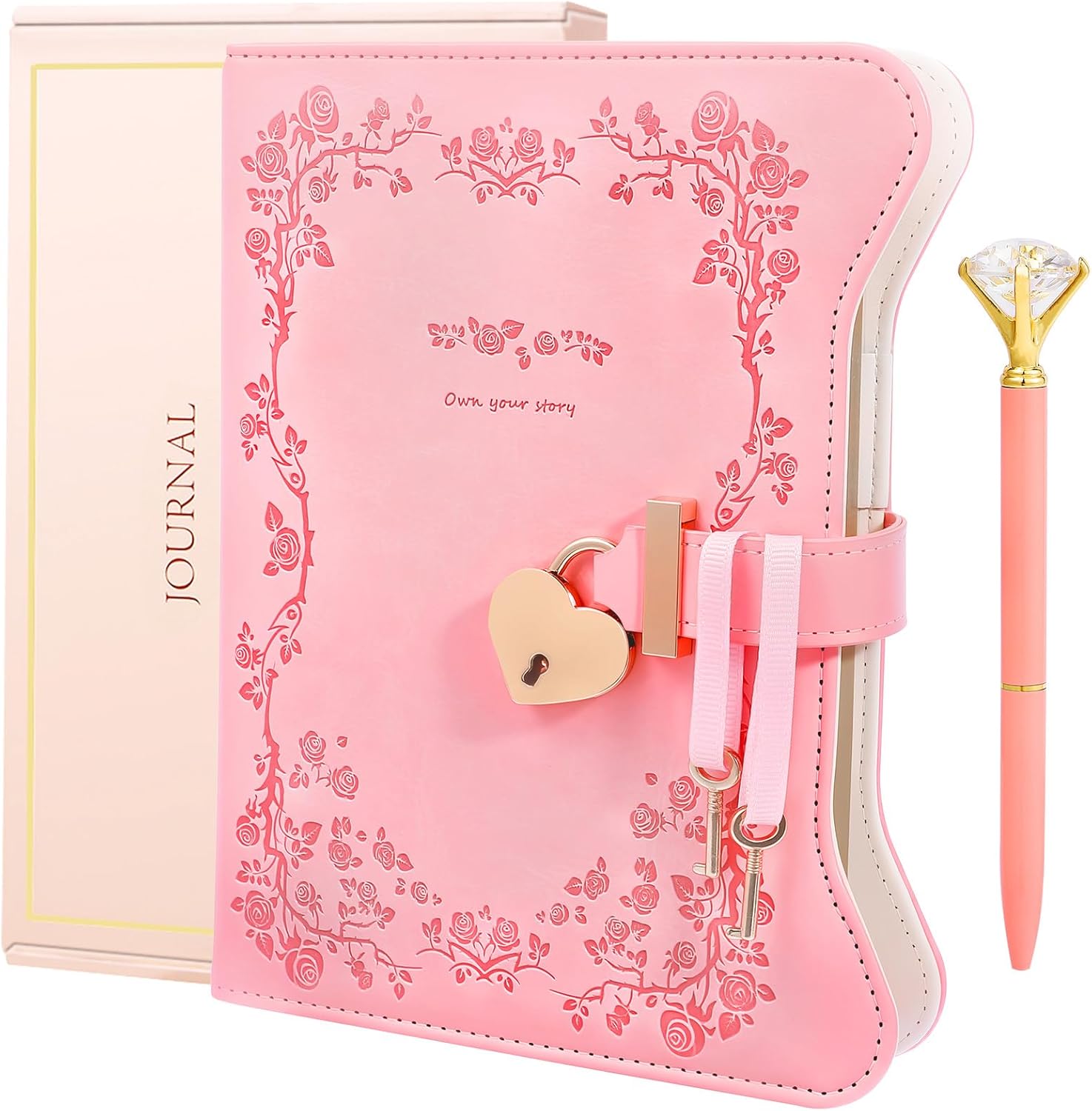 Amazon.com : BSRBAOZY Diary with Lock and Key for Girls & Women, Heart ...