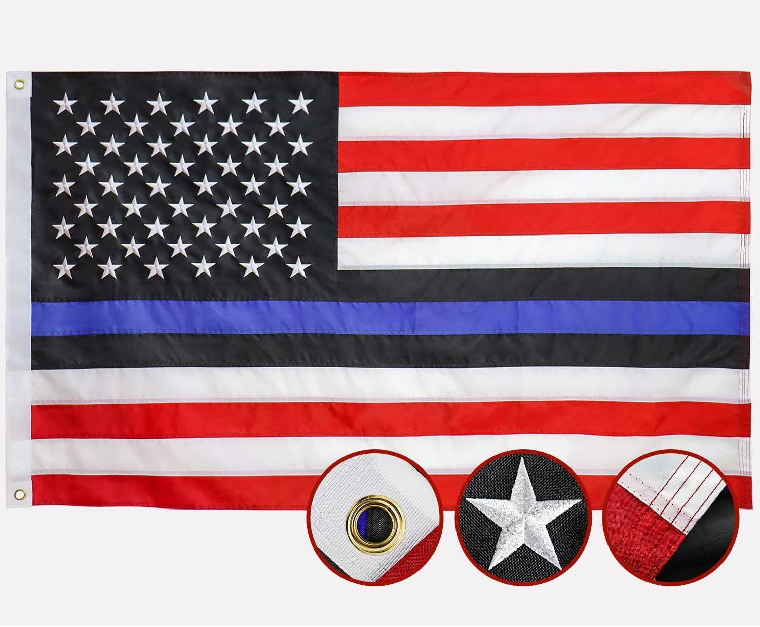 Amazon.com : Blue Line American Flag 3x5 Ft Outdoor Blue Lives Matter ...