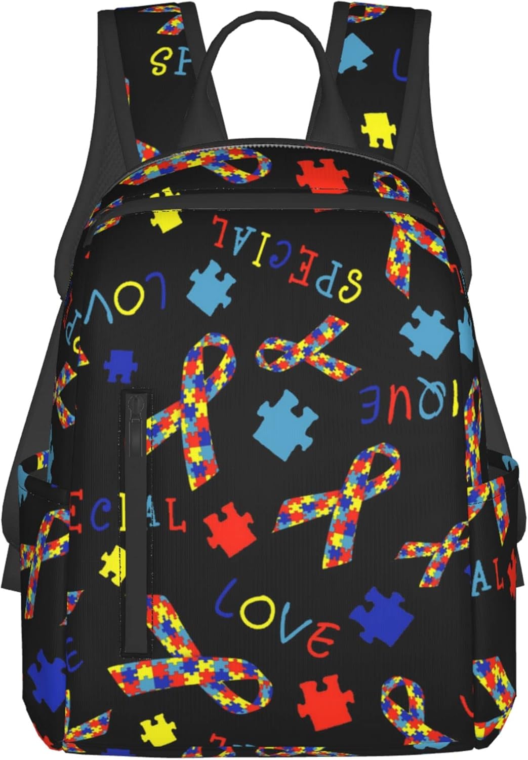 Amazon.com | SWEET TANG Backpack for Autism Awareness Ribbon Black ...