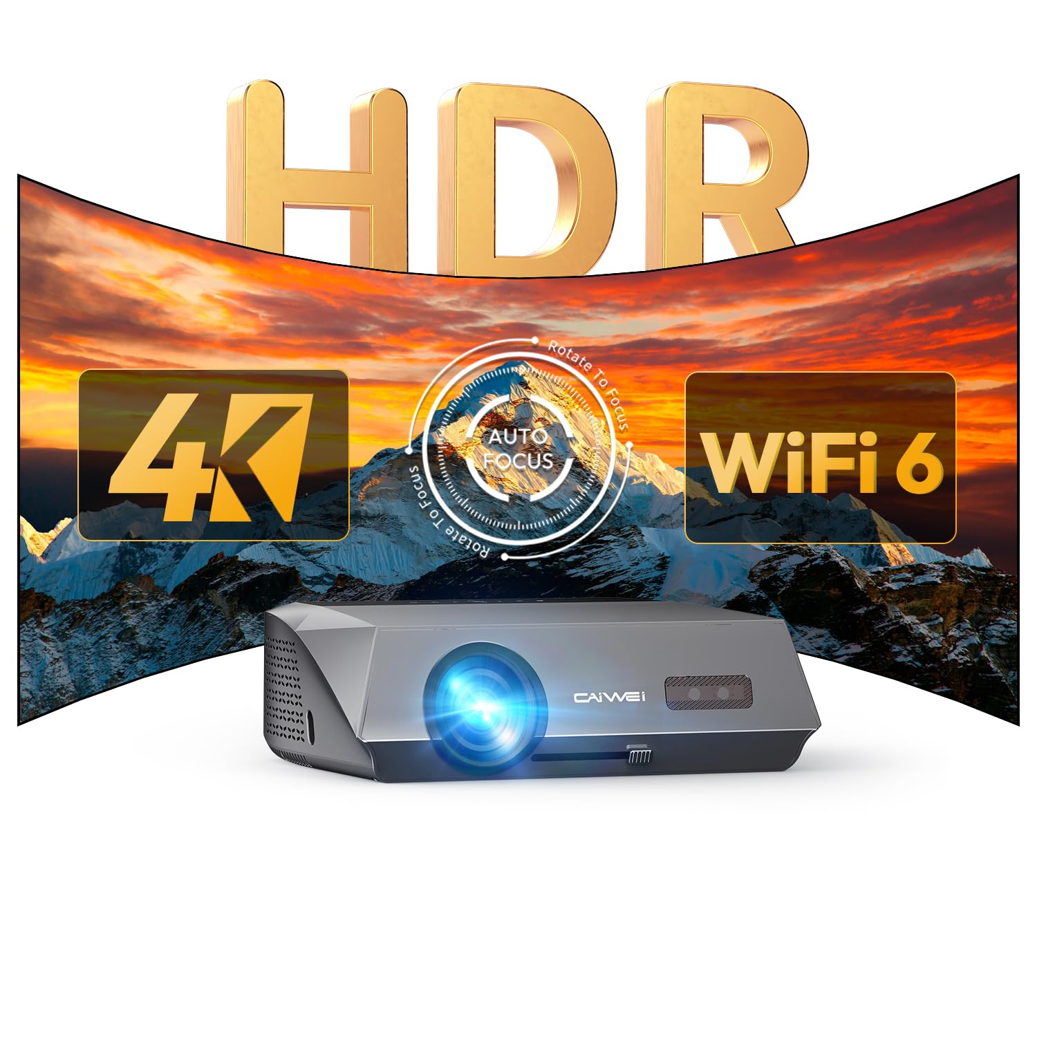 4K Projector for Daylight Viewing, 1500 ANSI Ultra Bright Smart Daytime ...