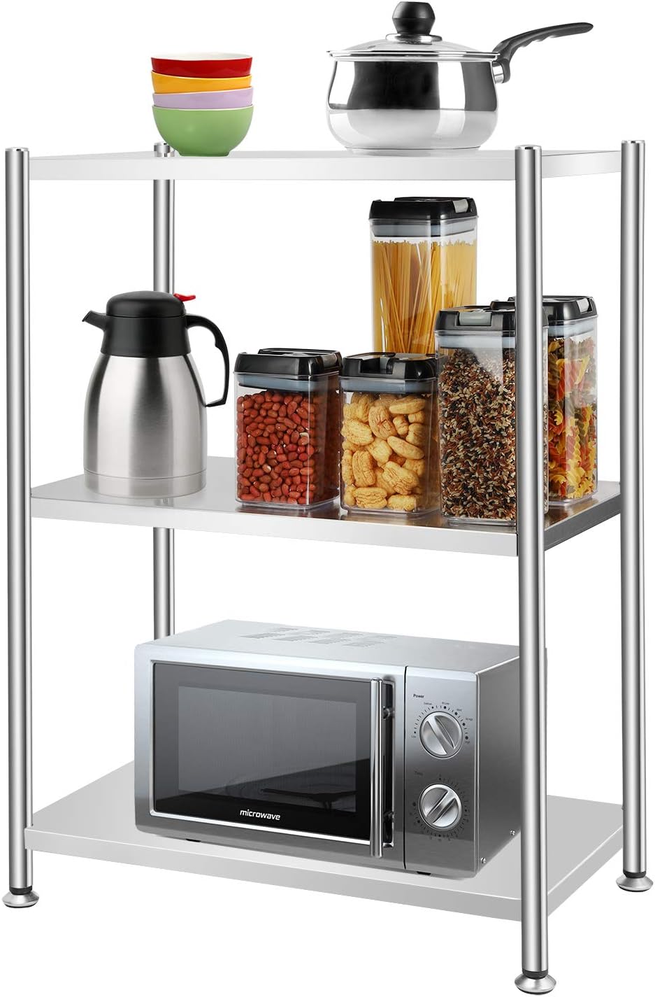 Gunolye 3 Tier Stainless Steel Shelving Unit,Multipurpose Metal Modern ...