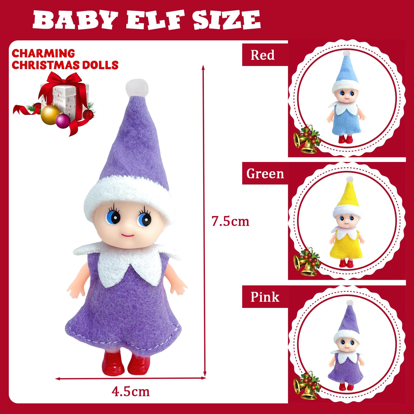 3pcs Mini Christmas Baby Elf Dolls for Girls Boys,Cute Little Elfs ...