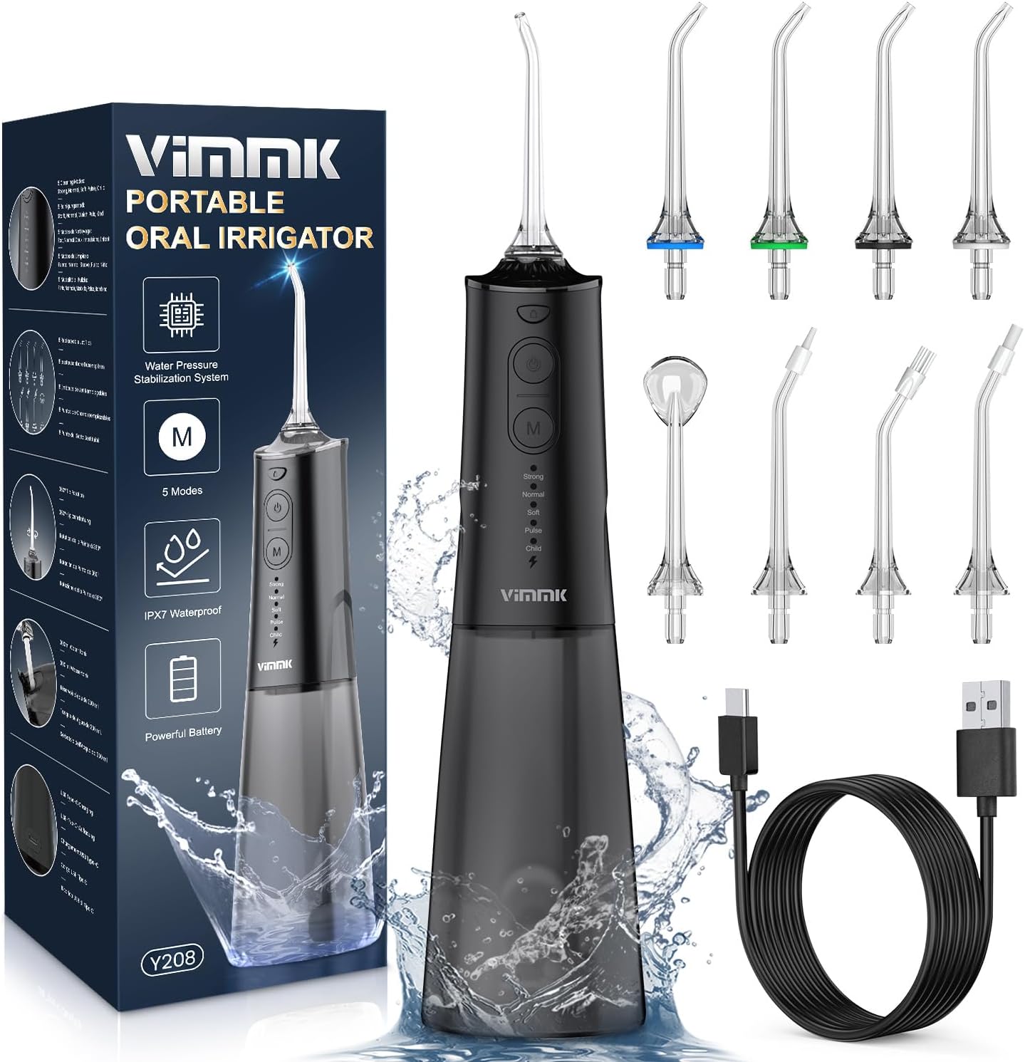 Irrigador Bucal Portatil, Vimmk Irrigador Dental Inalámbrico ...