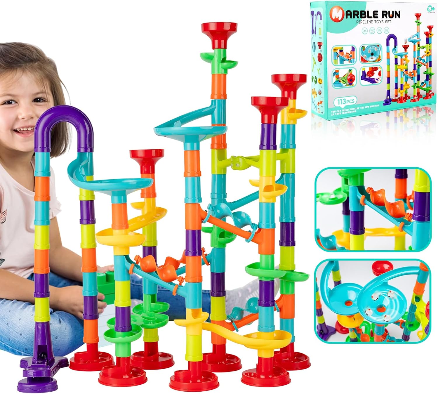 Amazon.com: VIDACONTIGO Fun Construction Toys Marble Run Set - Creative ...