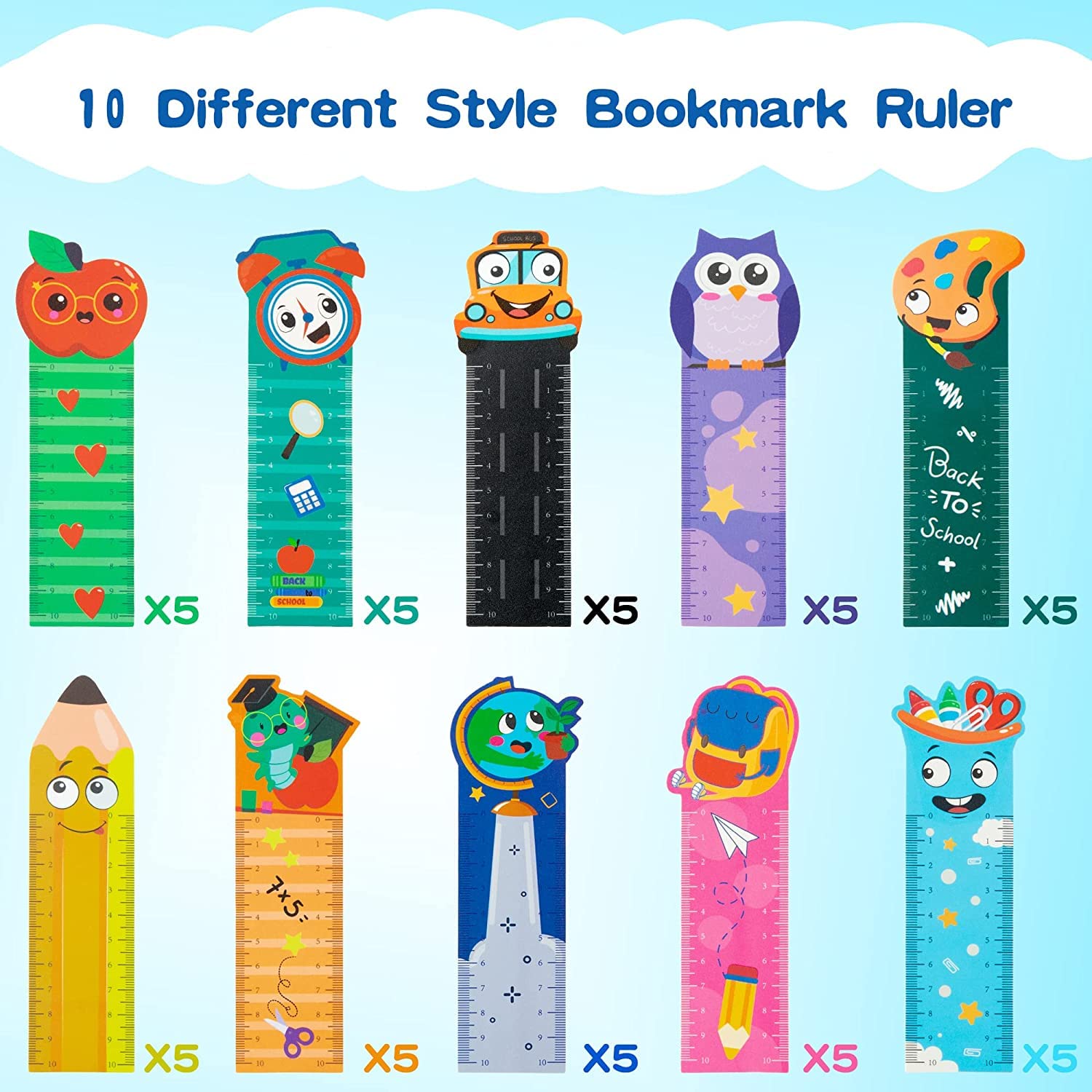 Snapklik.com : Cute Book Mark Rulers - 50Pcs Back To School Campus ...