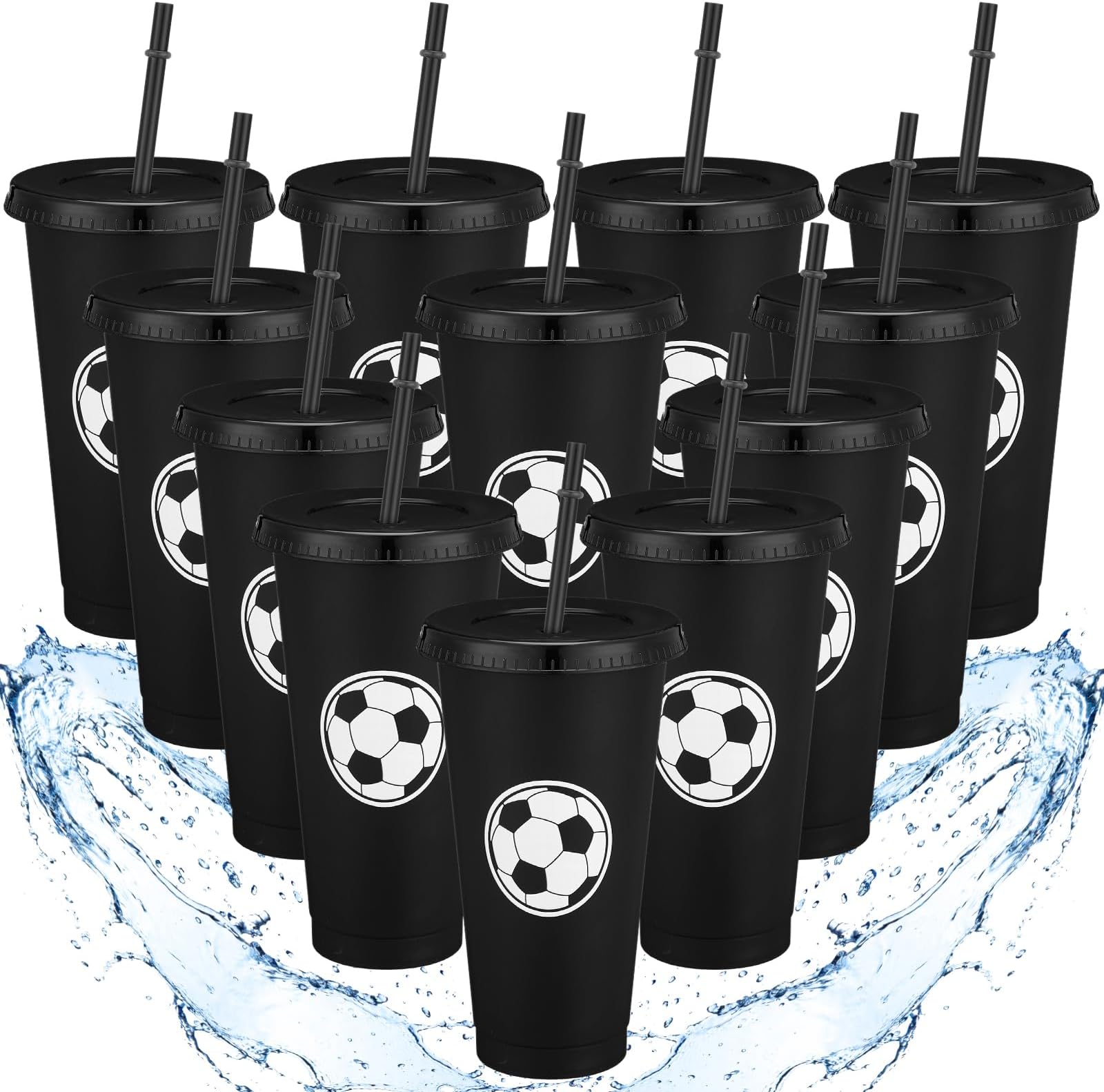 Amazon.com | Ziliny 12 Pcs Baseball Soccer Party Cups with Straws and ...