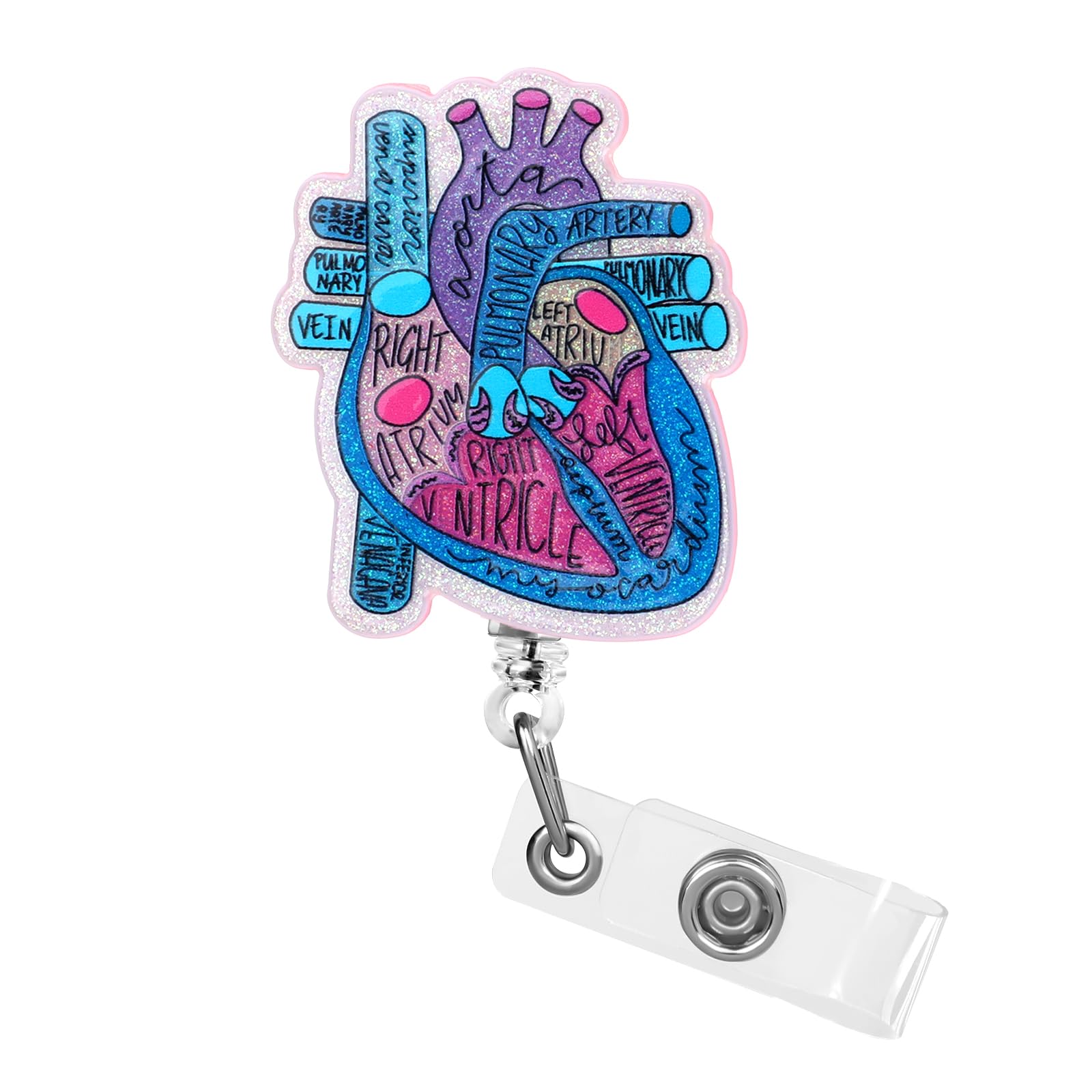 Amazon.com : Dimeho Cardiac Badge Holder Heart Retractable Reel ID Card ...