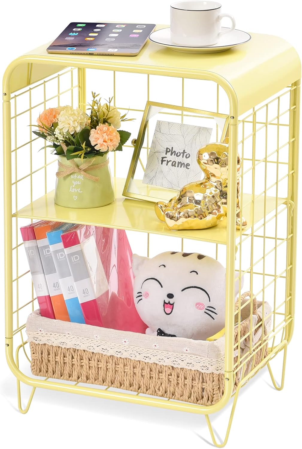 Amazon.com: APEXCHASER Metal Side Table, Cute Nightstand,3-Tier Modern ...