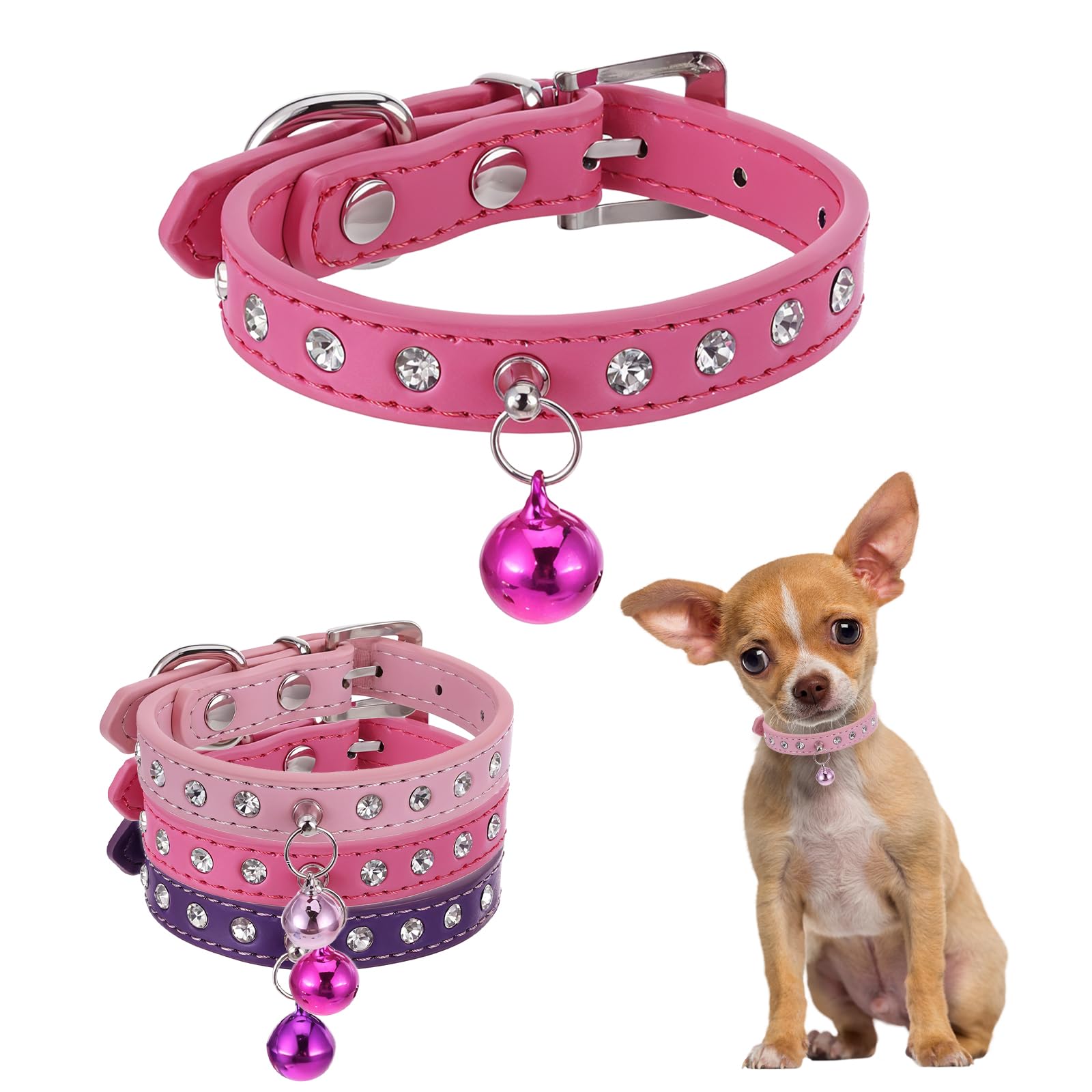 Amazon.com : 3pcs Rhinestone Dog Collars for Small Dogs Puppy Collar ...