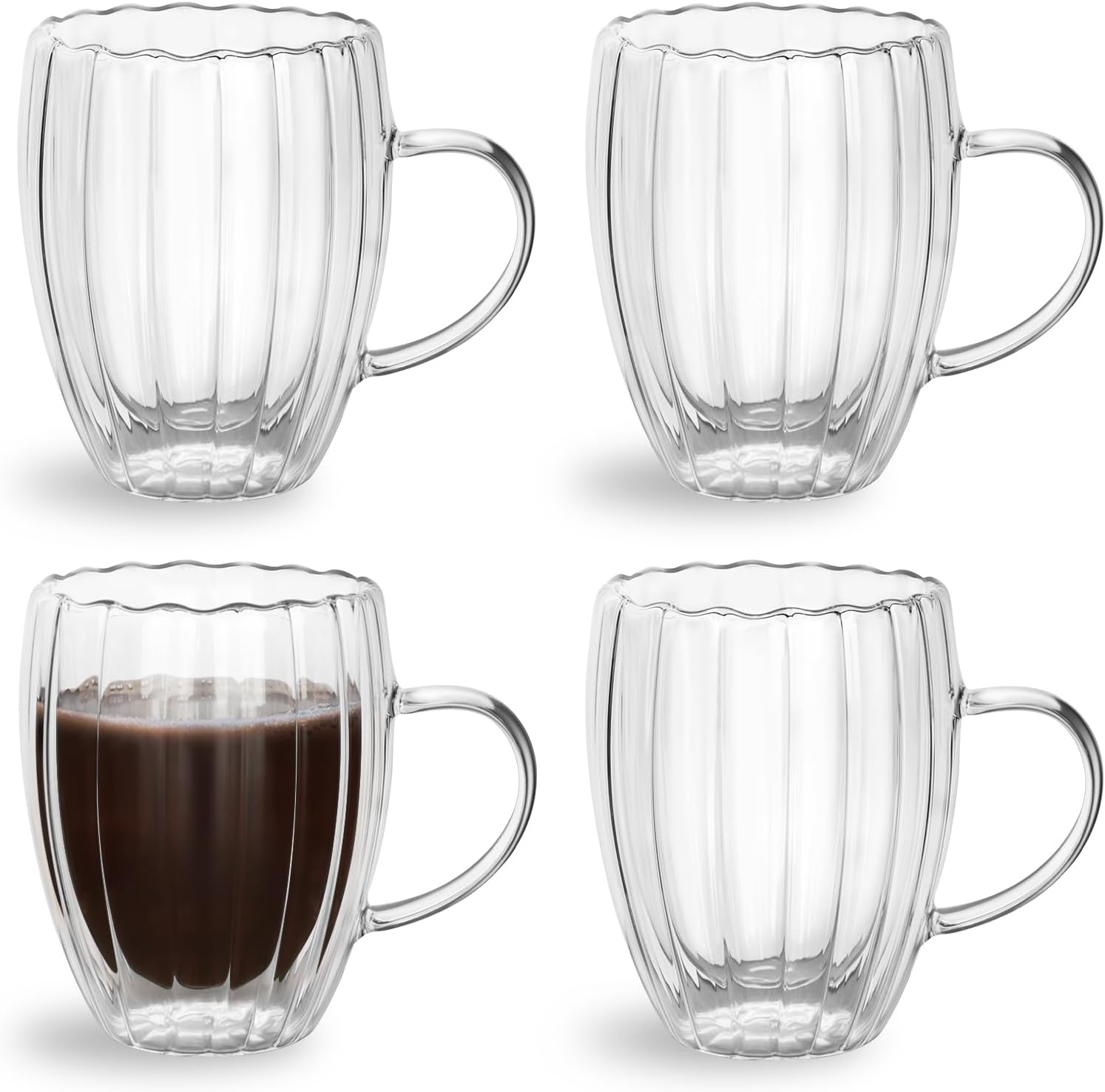 Amazon.com | Top-spring Double Wall Glass Coffee Mugs, 12oz Clear Glass ...