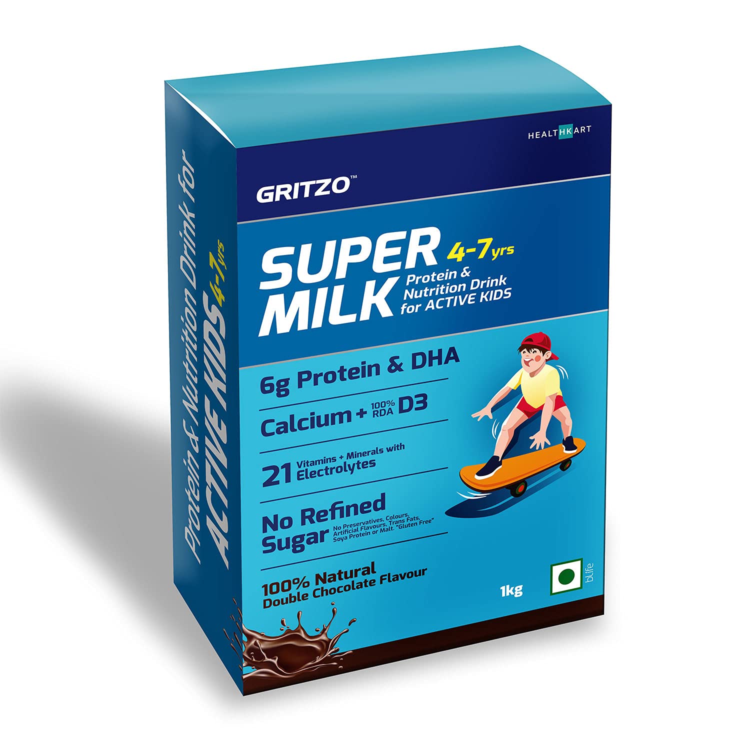 Buy Gritzo SuperMilk 4-7y (Active Kids), Drink for Kids, High Protein ...