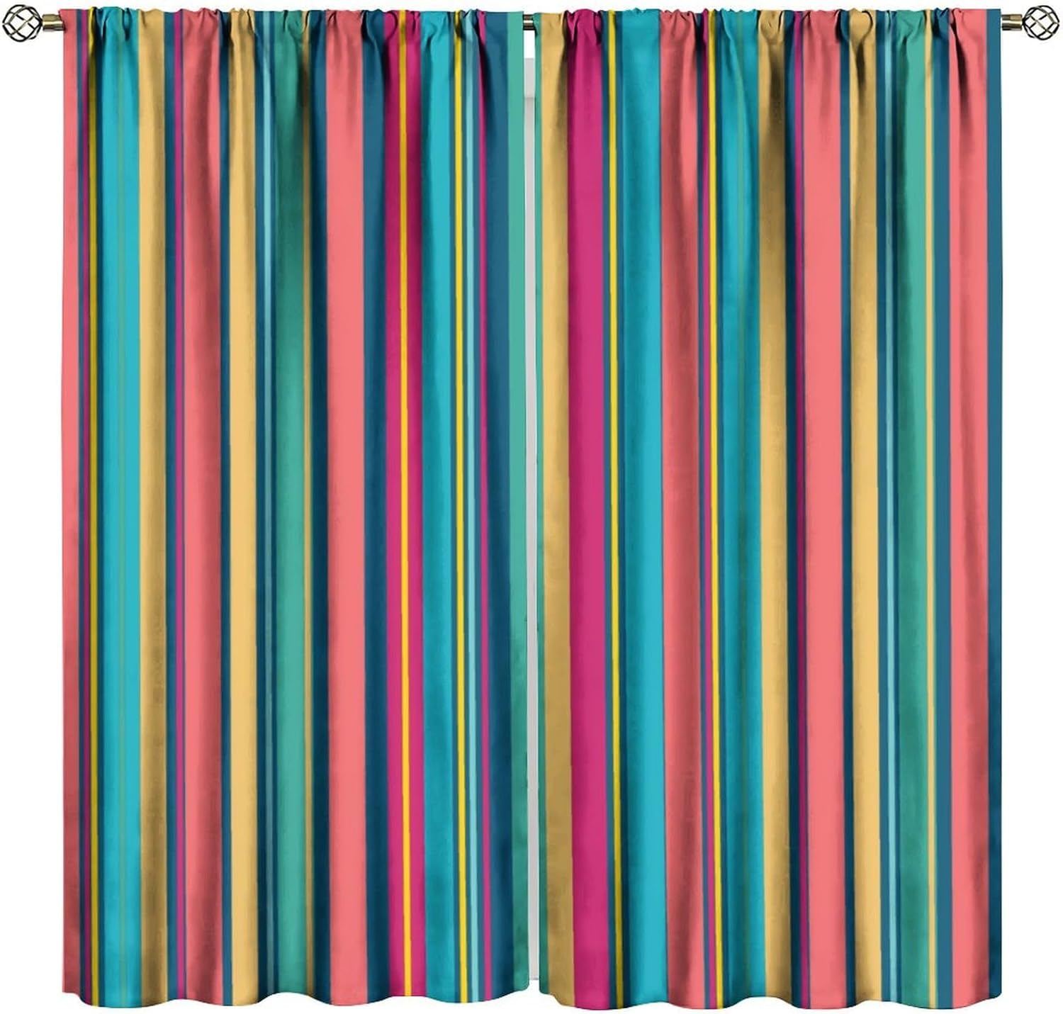 Amazon.com: PAXLBF Retro Stripe Curtains for Kids Striped Vertical ...