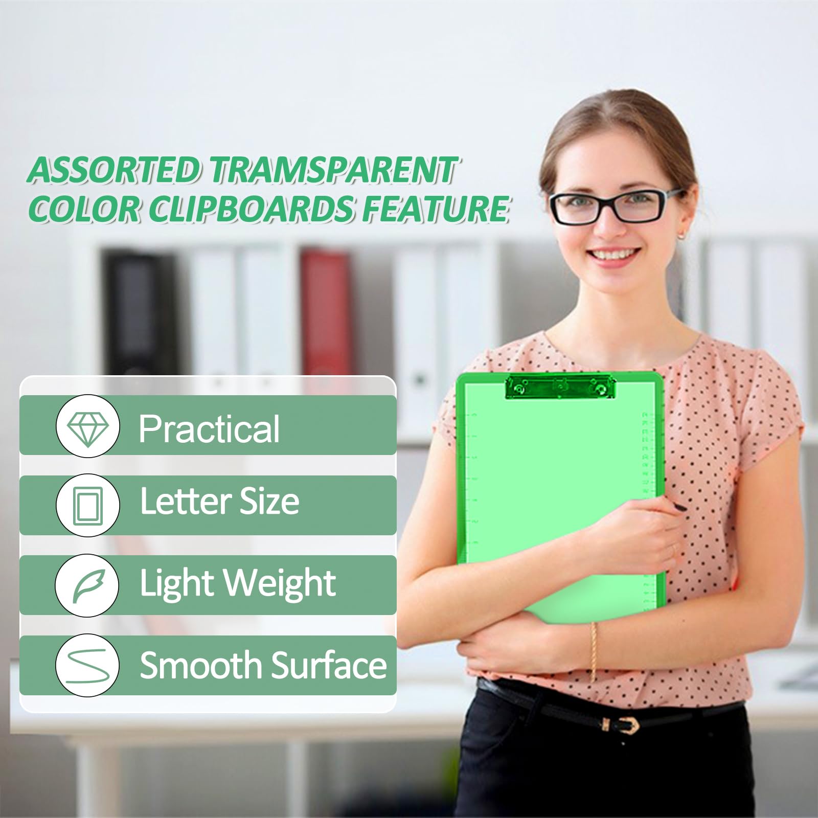 Snapklik.com : Plastic Clipboards, 24 Pack Clear Colored Clipboards ...