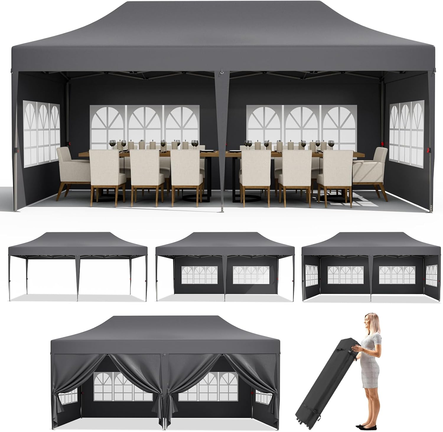 Amazon.com : MAMIZO 10x20ft Pop up Canopy Tent w/6 Sidewalls, Heavy Duty Wedding Party Tent ...