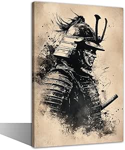 Amazon.com: Vintage Samurai Canvas Wall Art Armored Samurai Paintings ...