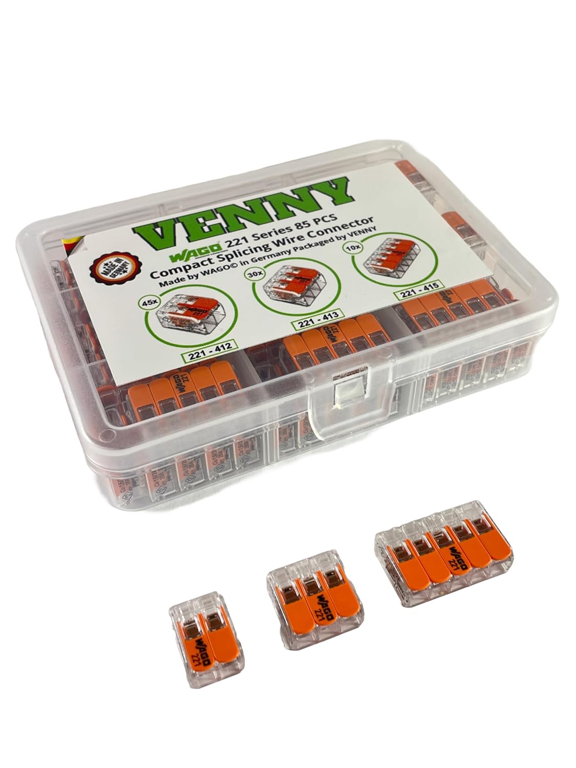 Wago 221 Series 85PCS Compact Splicing Wire Connectors, Lever Nuts ...