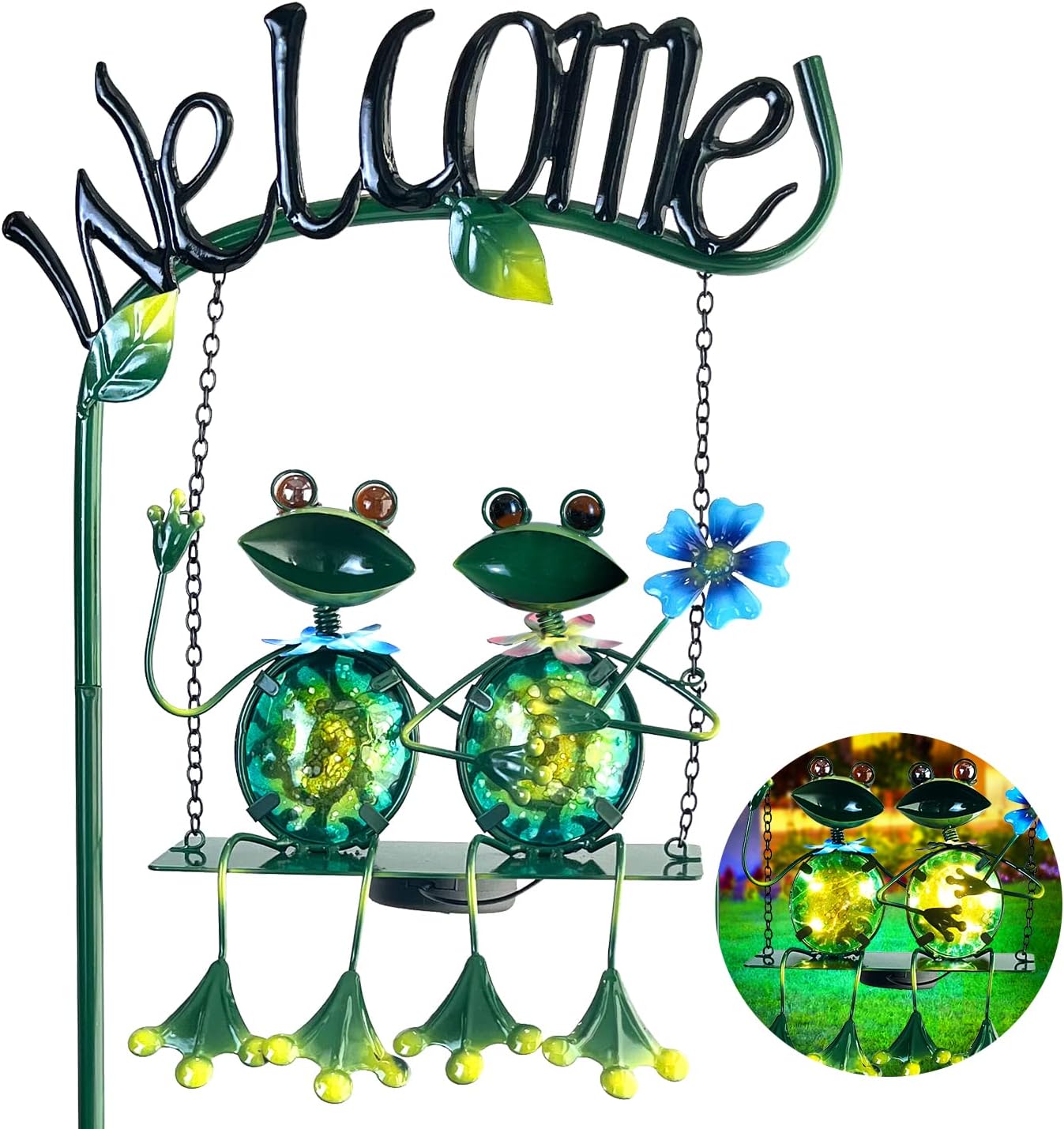 Amazon.com: HONGLAND Outdoor Garden Solar Lights,Frog Swing Garden ...