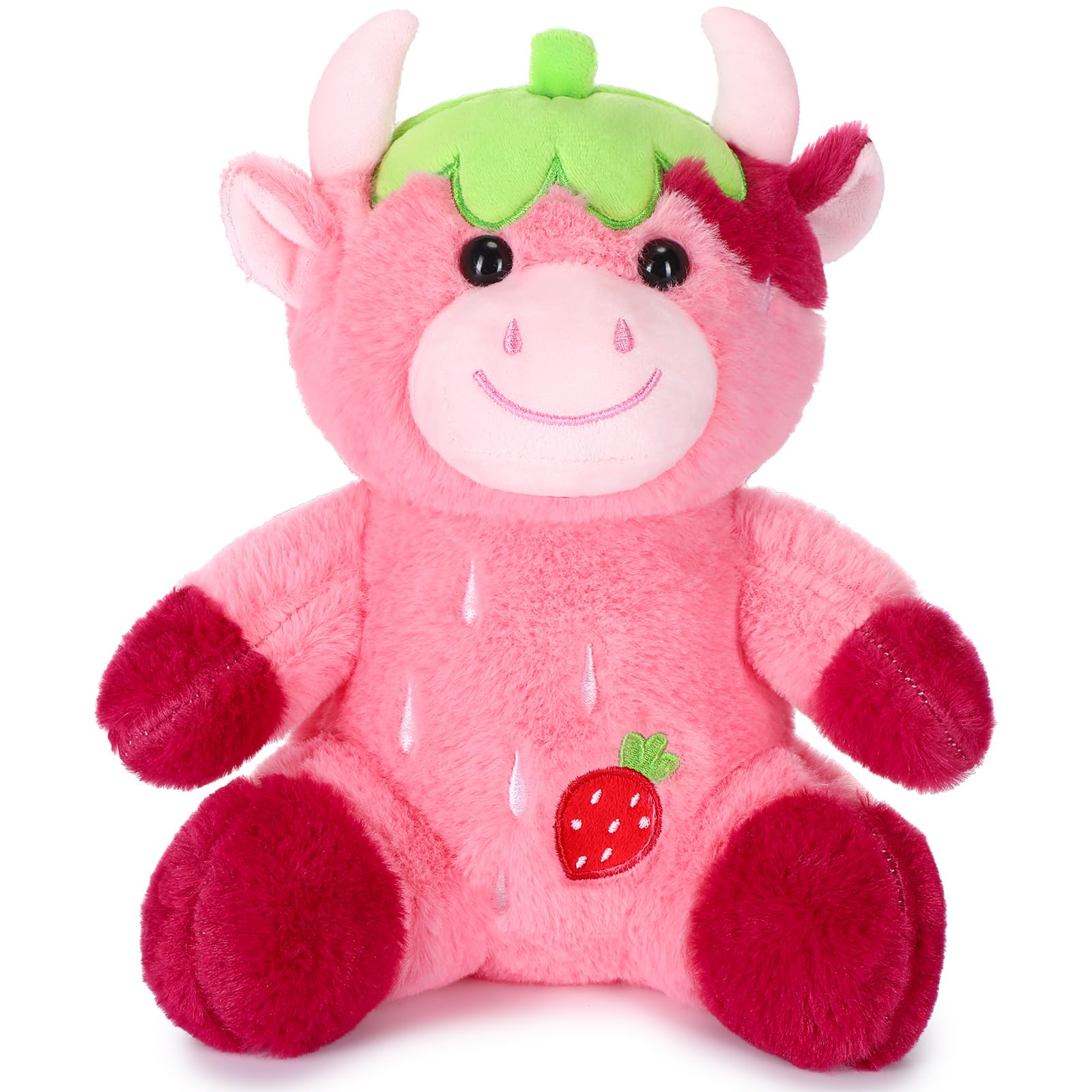 Amazon.com: HyDren Pink Cow Stuffed Animal 9.8" Soft Cute Strawberry ...