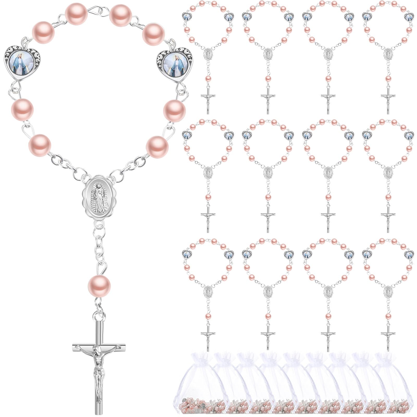 Mini Pearl Rosary Favors Personalized Rosary Favors For Baptisms And