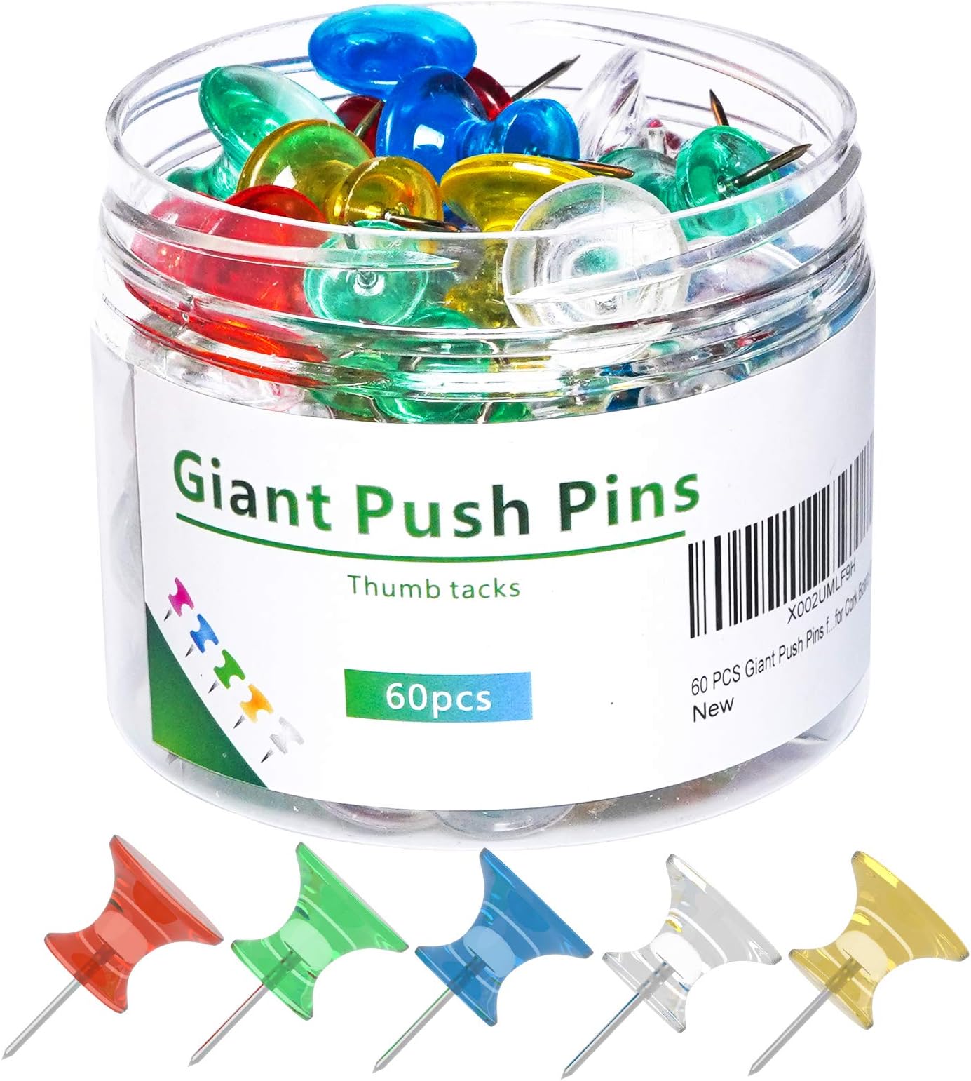 Amazon.com: 40 Count 1.8 Inch Jumbo Push Pins for Cork Board, Giant ...