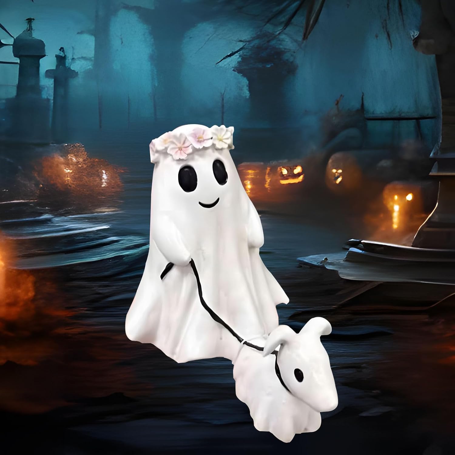 Amazon.com: Yunxioler Halloween Ghost Walking Dog Statue, Walking Ghost ...