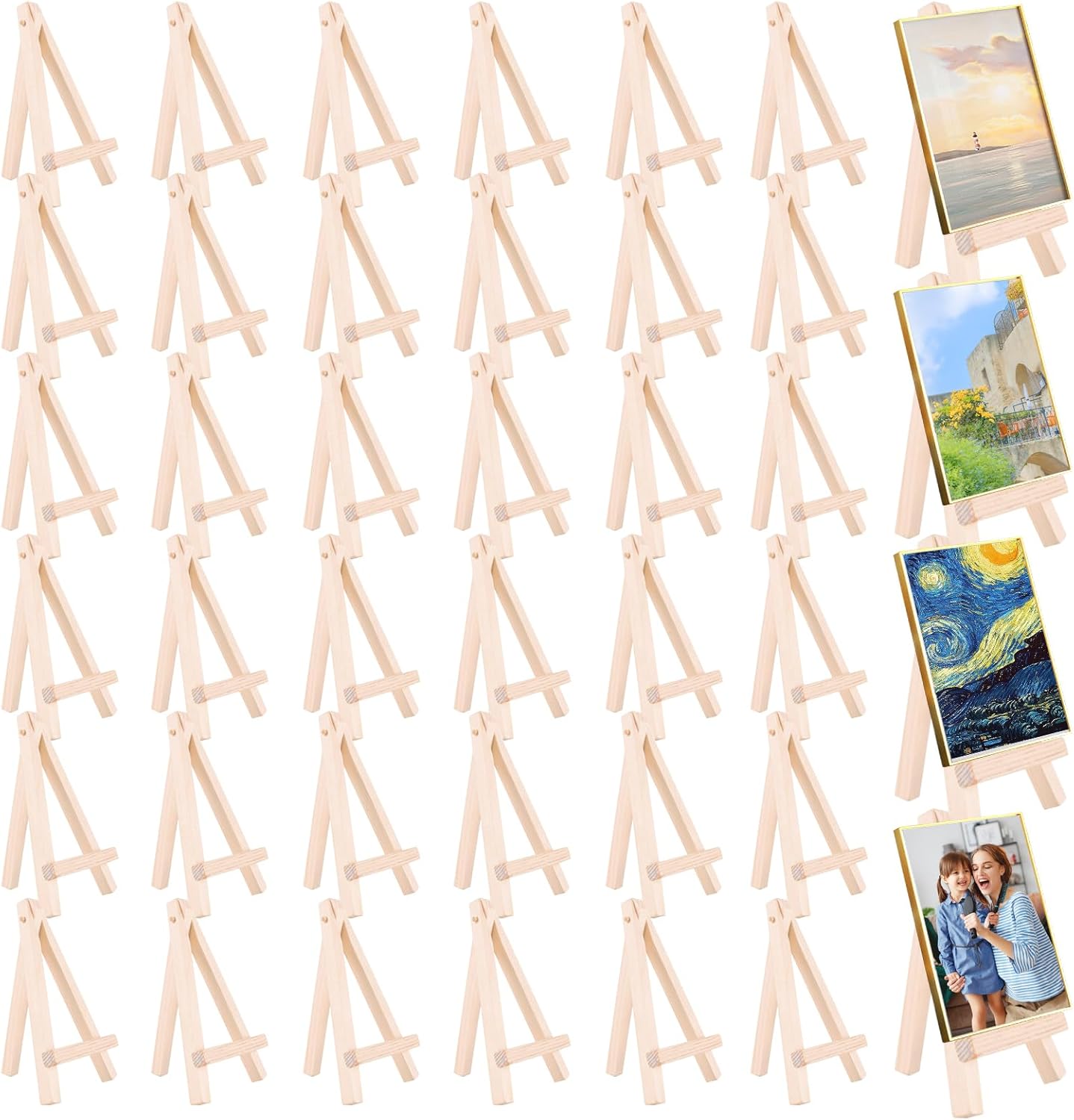Amazon.com: Voittozege 40 Pcs 6 Inches Mini Wood Easel, Wooden Tripod ...
