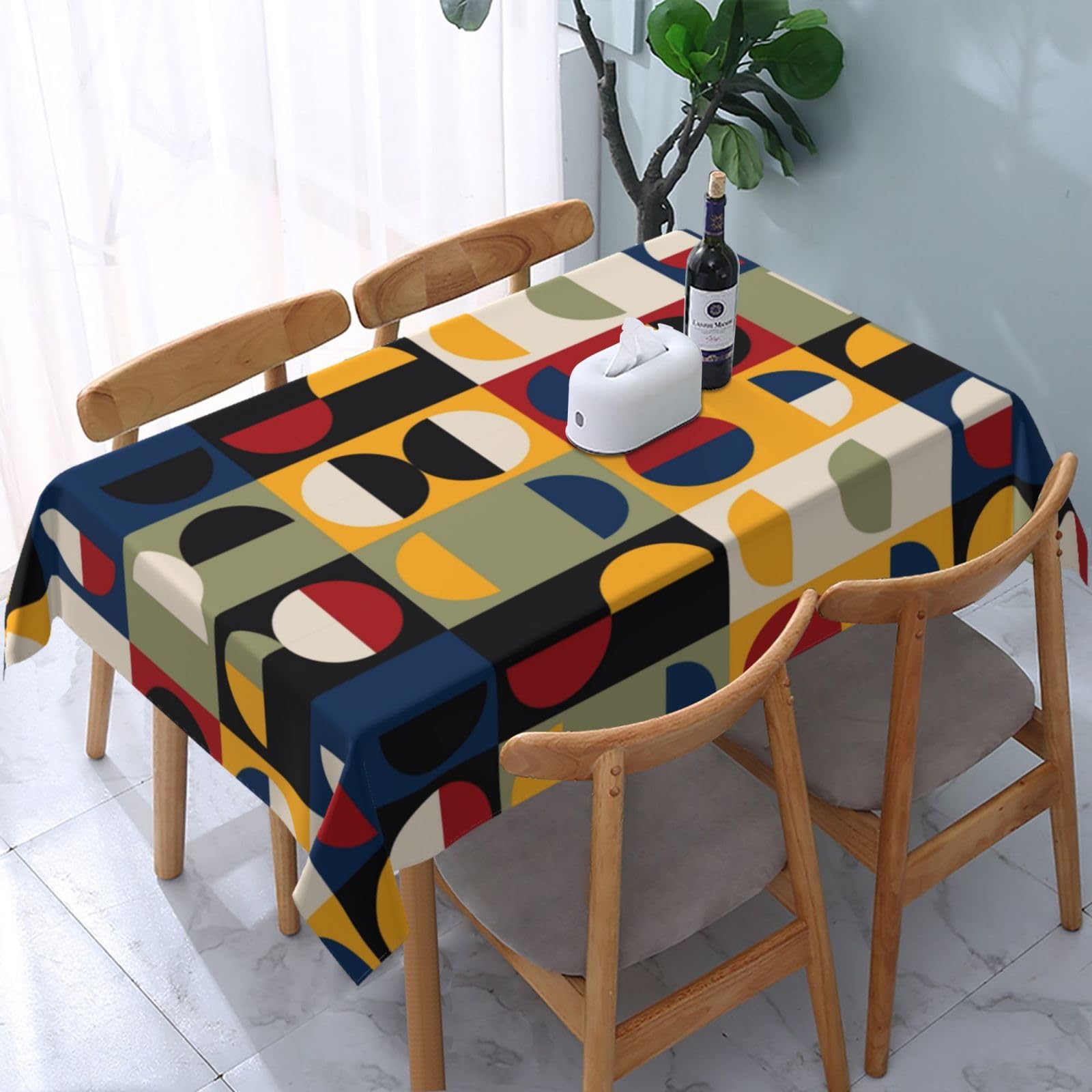 Amazon.com: TNOKKU Retro Mid Century Modern Tablecloth Rectangle ...