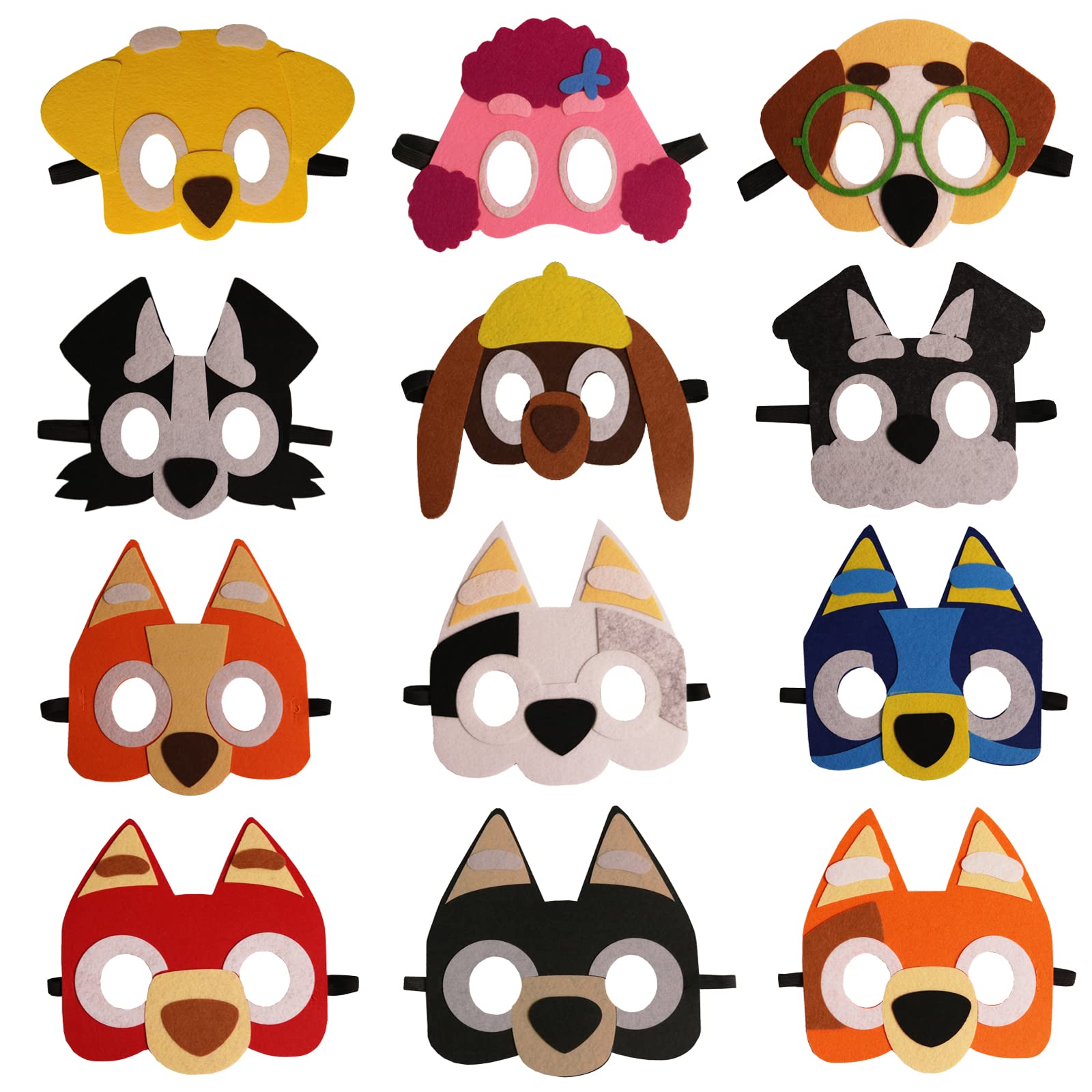 Amazon.com: Tudona 12 Packs Puppy Dogs Felt Mask for Kids Puppy Dog ...