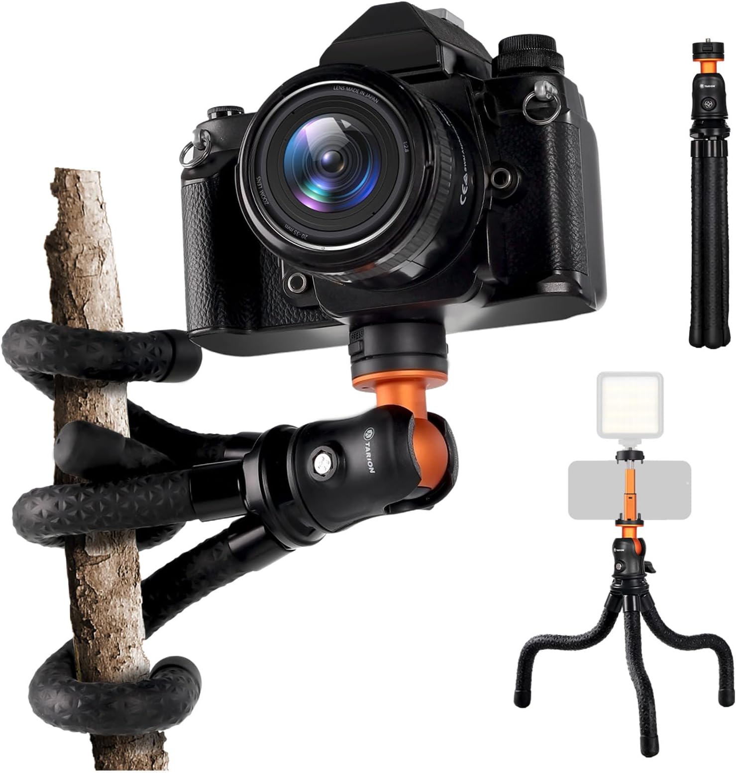 TARION Flexible Phone Tripod Stand - Mini Desk Tripod Stand with Hidden ...