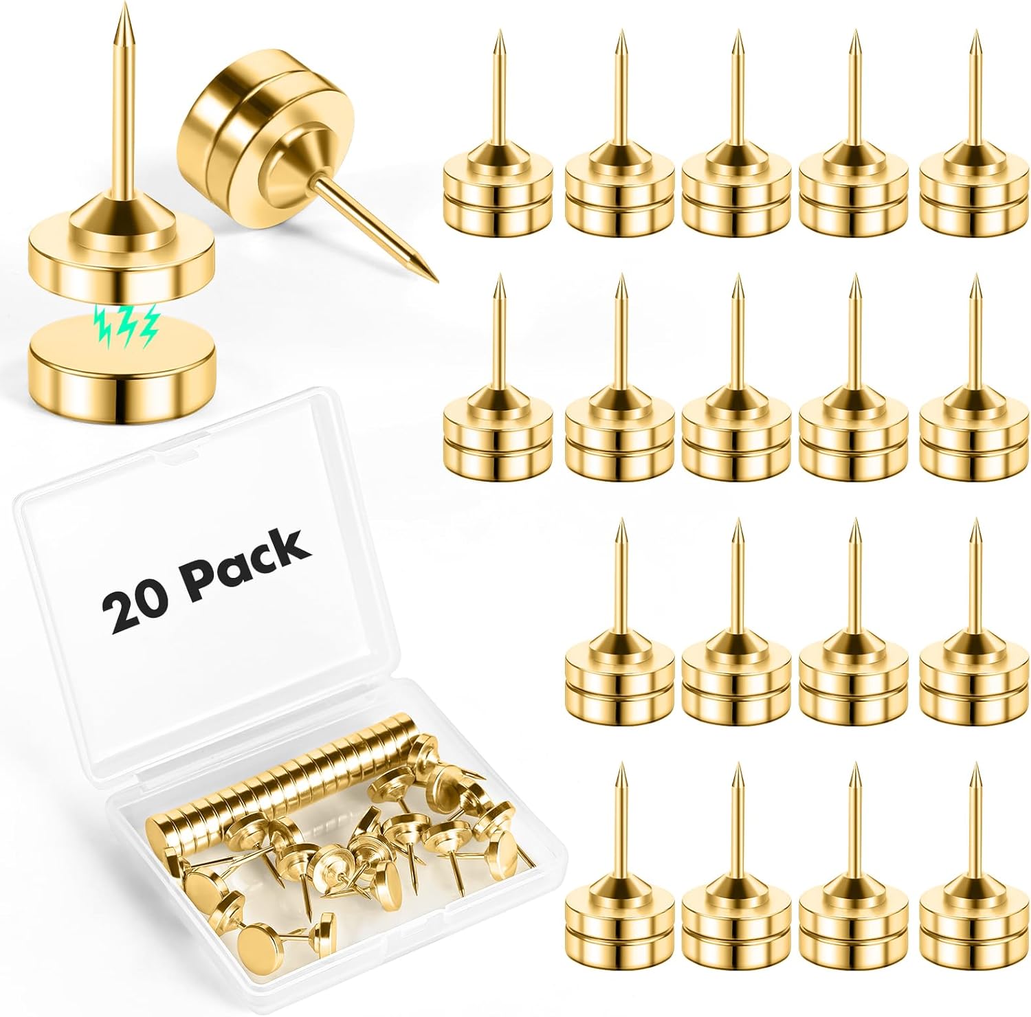 Amazon.com: GOOLADA 20 Sets of Magnetic Push Pins, Magnetic Thumb Tacks ...
