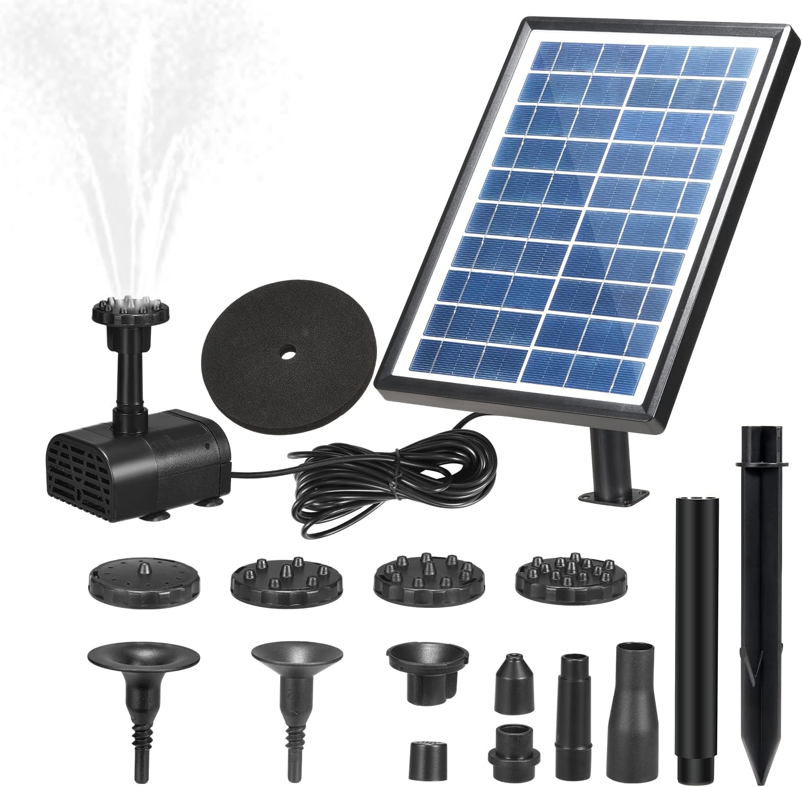 Yzert Solar Fountain 1.8W, Glass Solar Bird Bath Fountain with 8 ...